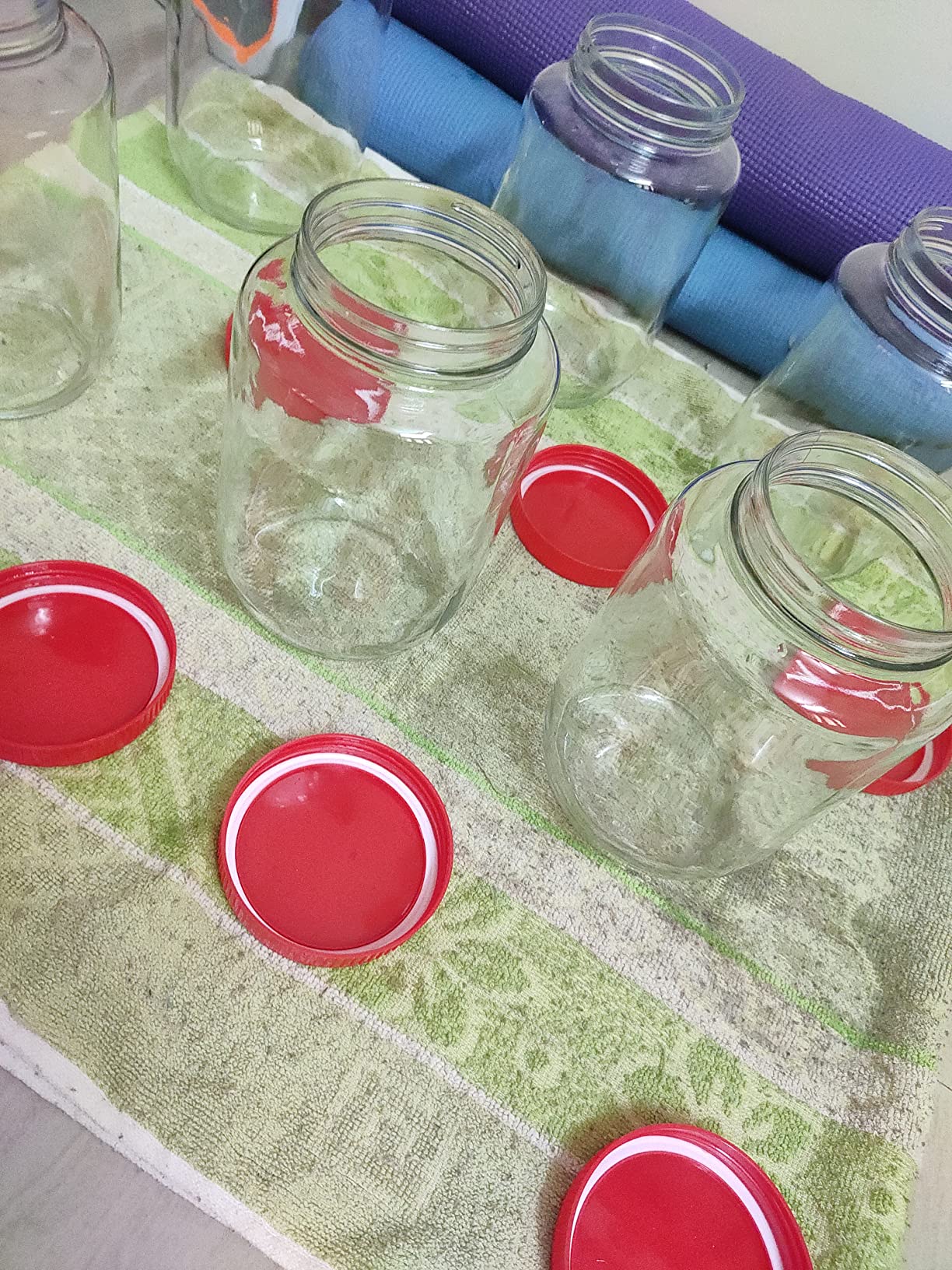 Buy Yera Glass Aahaar Bulk Storage Jar with Cap (Red, 2425ml) - 6 ...