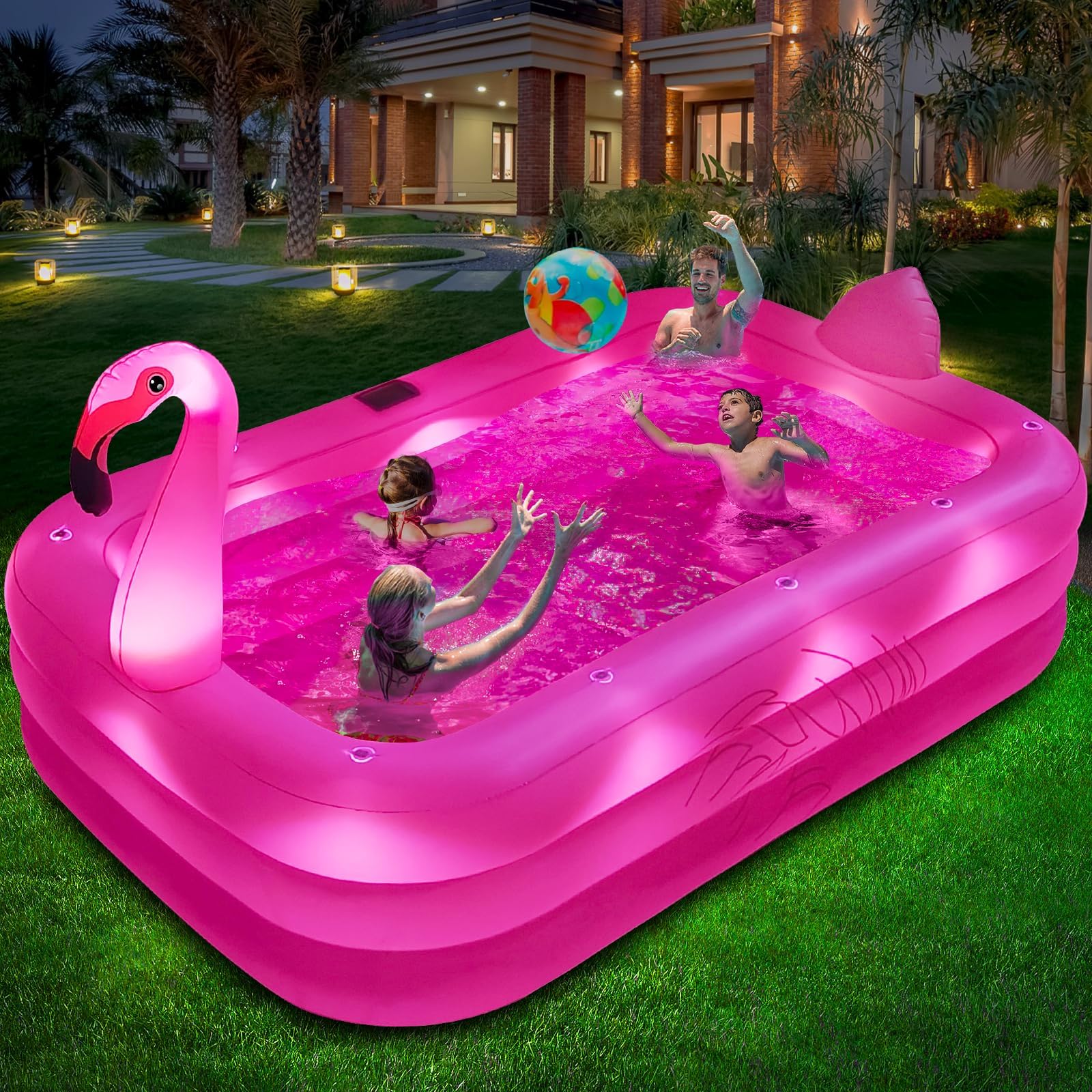 Amazon.com: Extra Large Inflatable Pool with Pump - 130'' x 72'' x 22 ...