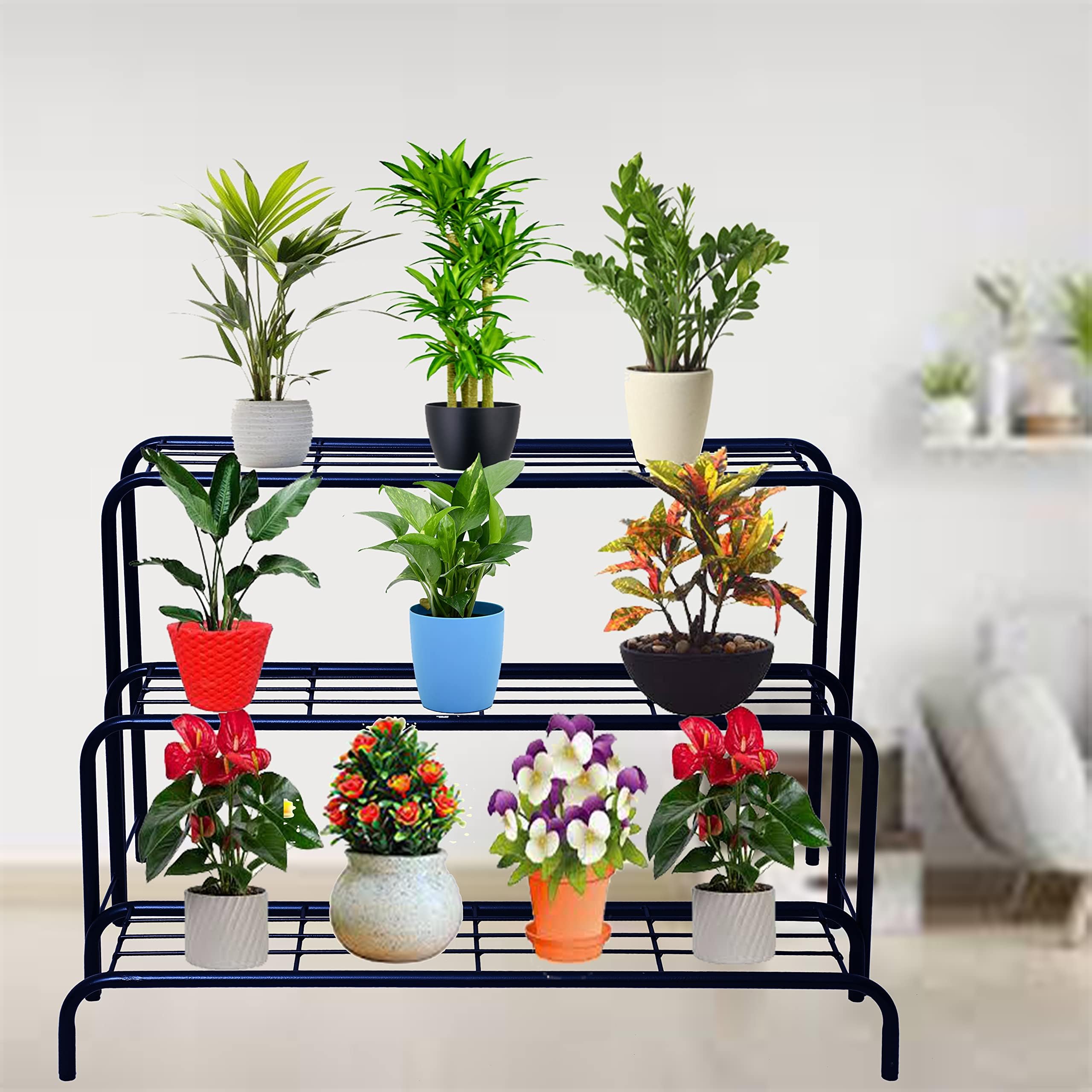 TRUPOT A-One Steels 3 Step Garden Plant Stand, Metal Step Flower Pot ...