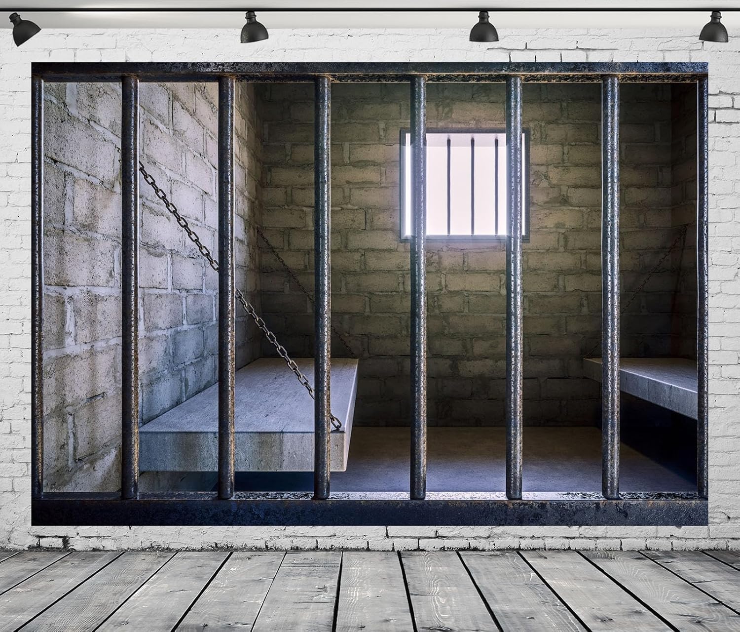 Amazon.com : CORFOTO 15x10ft Fabric Jail Cell Backdrop for Photography ...