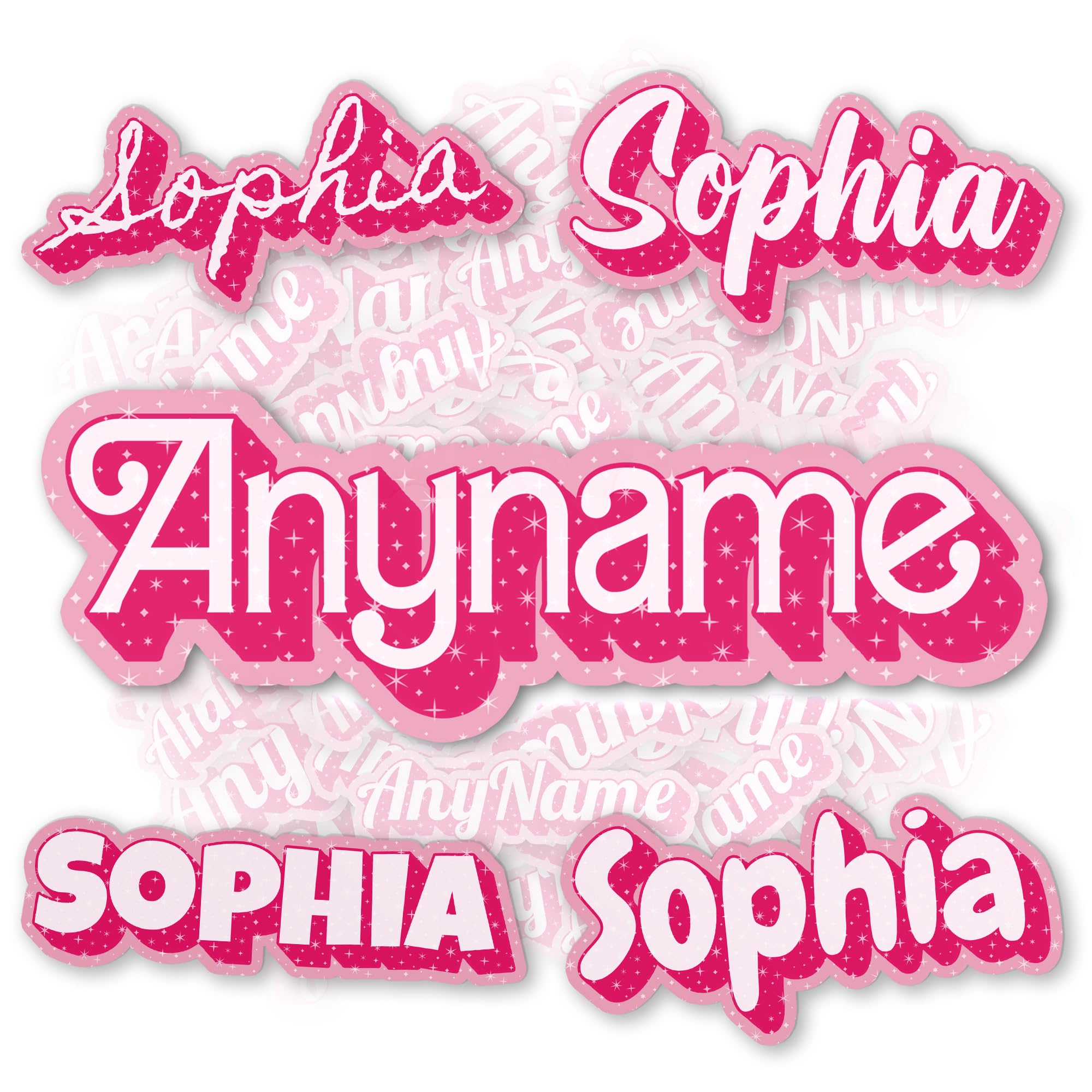 Amazon.com: Custom Name Pink Doll Style Sticker, Personalized Name Pink ...