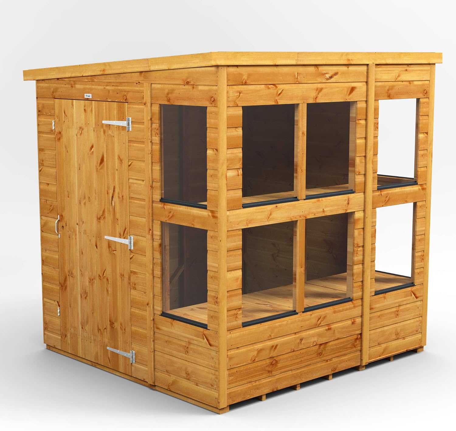 Power Sheds 6x6 Pent Wooden Garden Shed - Brown Potting Shed Greenhouse ...