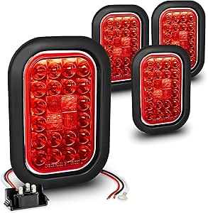Amazon.com: TRUE MODS 4pc Red 5x3 3x5 Inch Rectangle LED Trailer Tail ...