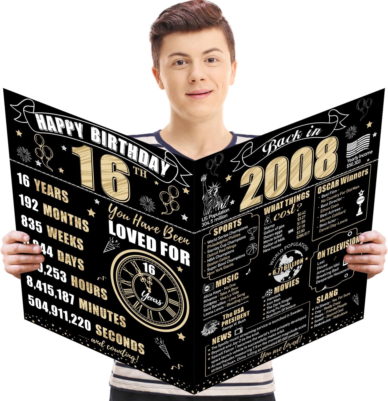 Amazon.com : Turypaty Large 16th Birthday Gift Card With Envelope for ...