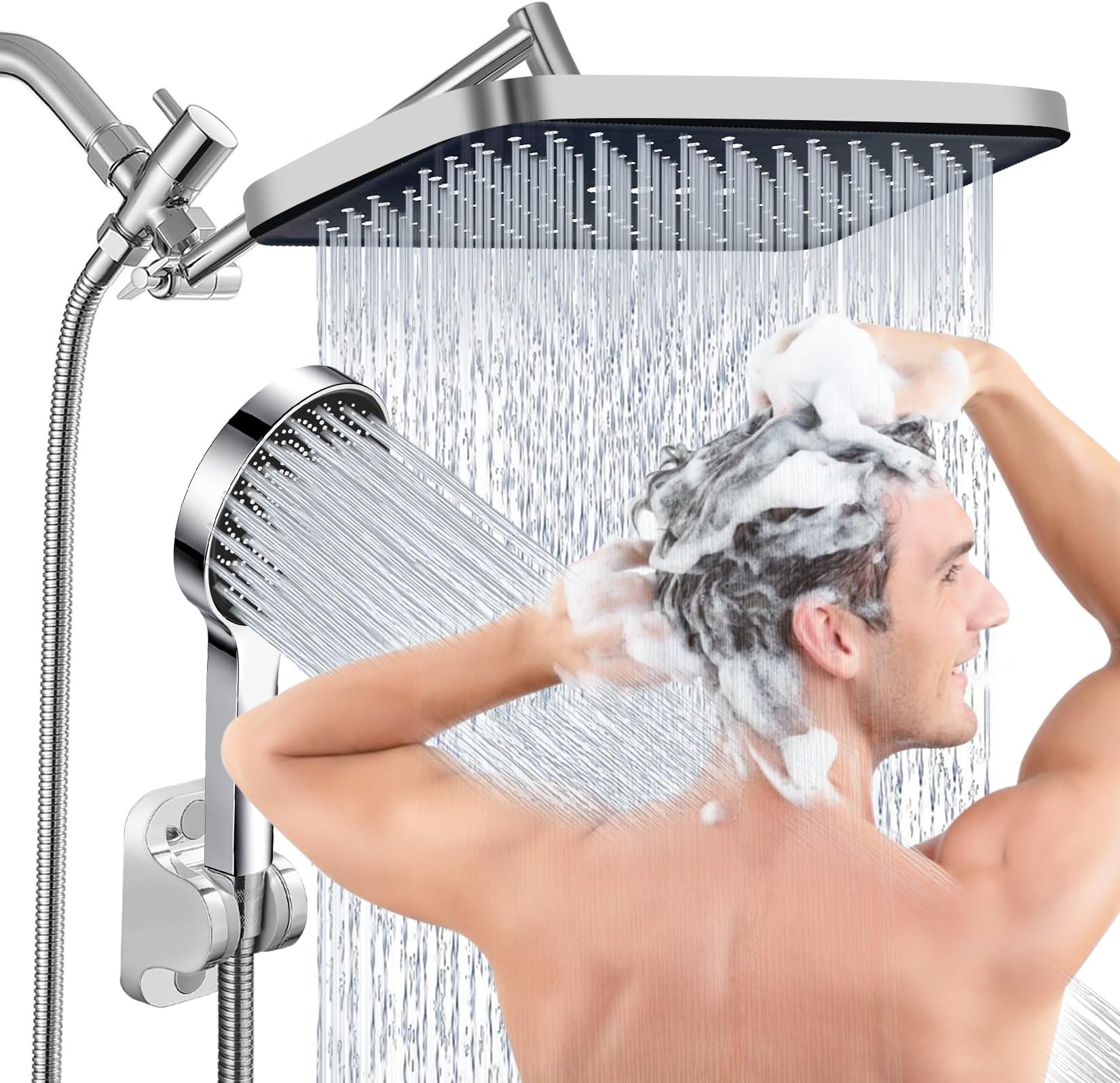 Shower Head,10”Rain Shower Head with Handheld Spray Combo and ...