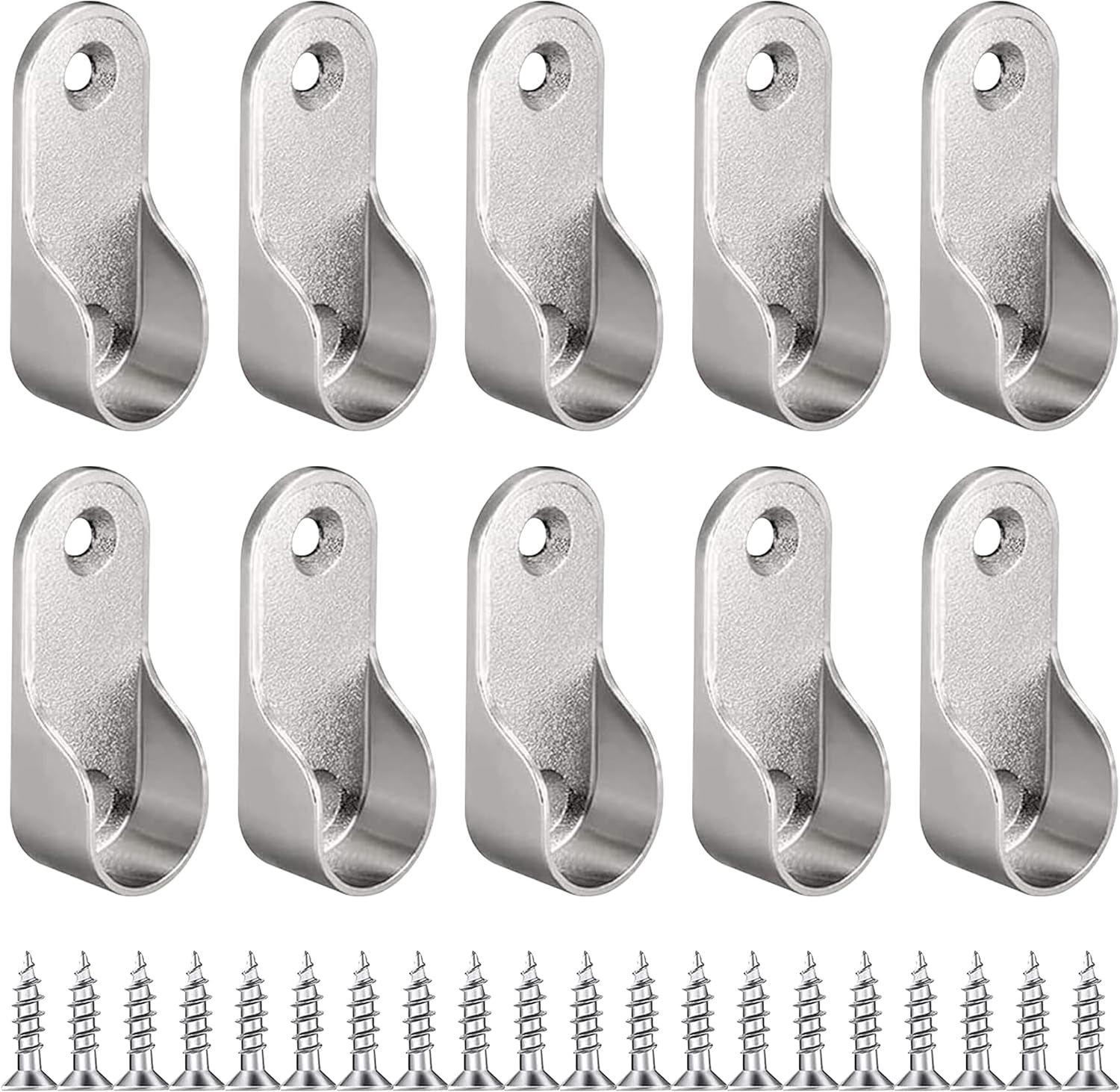 10 Pieces Zinc Alloy Oval Wardrobe Hanging Rail Rod With 20 Pieces ...