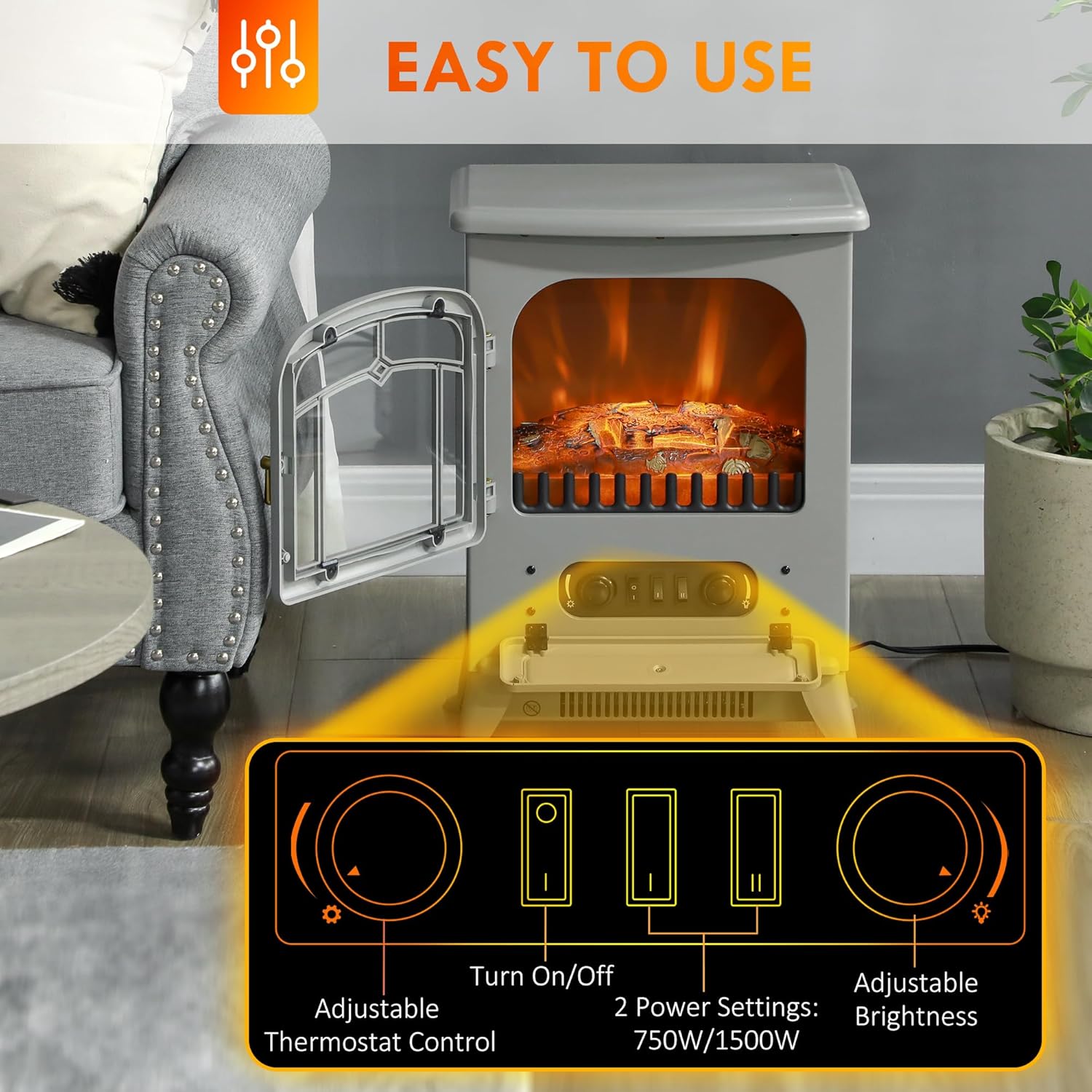 HOMCOM Electric Fireplace Heater (Model ND-180ML) Instruction Manual