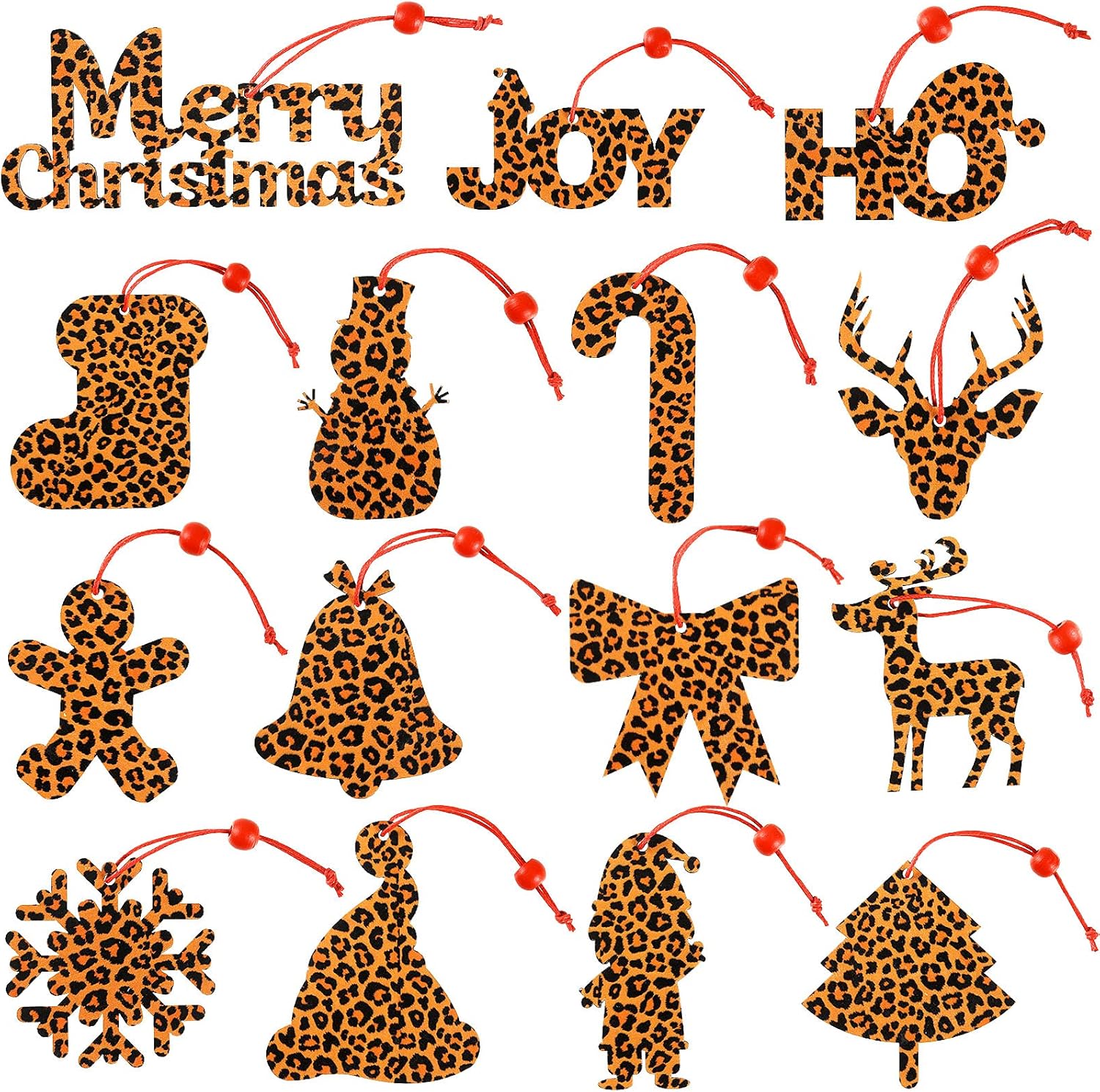 Amazon.com: Yookeer 15 Pieces Leopard Print Christmas Ornament Cheetah ...