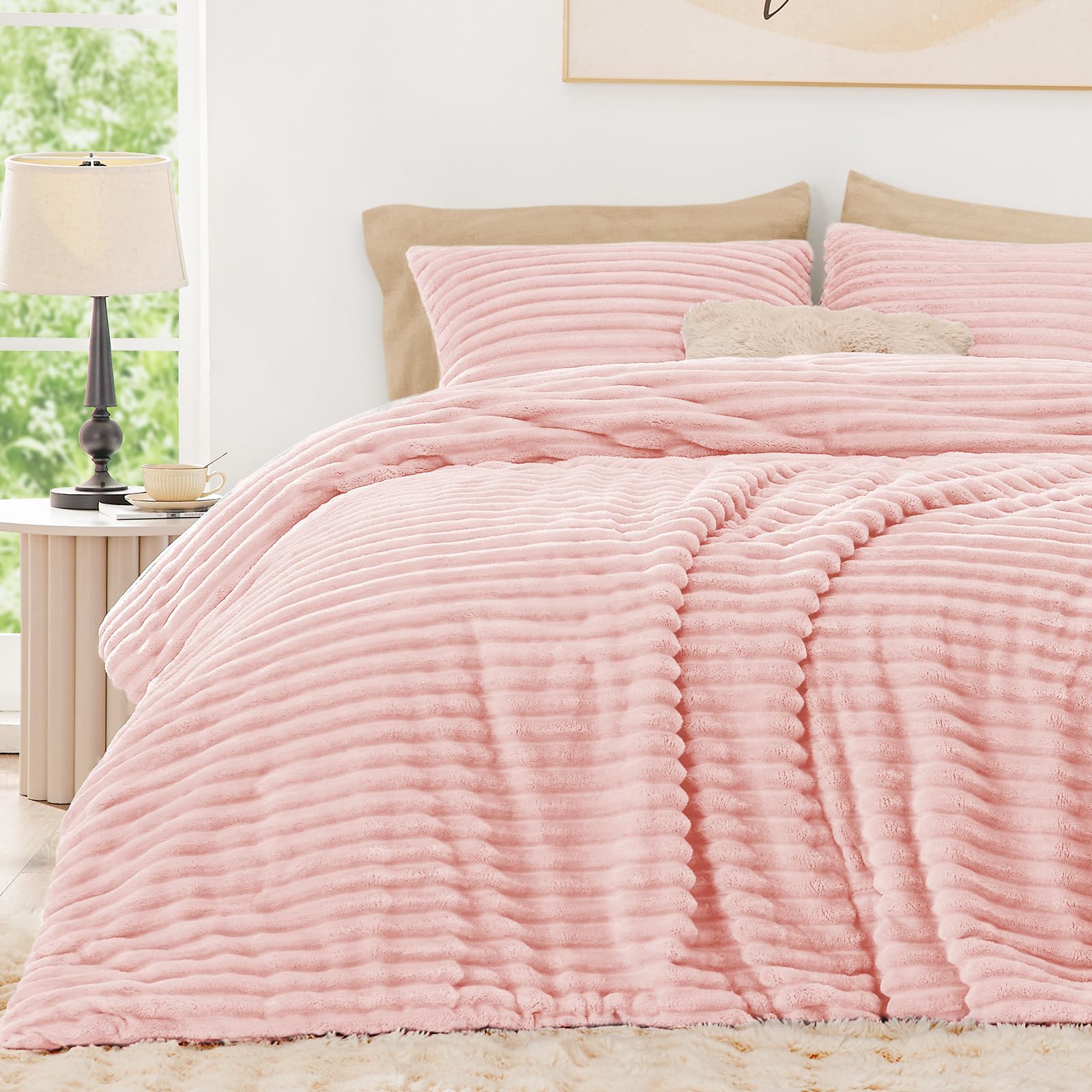 Amazon.com: EXQ Home Fluffy Comforter Set Queen Size - Super Soft Faux ...