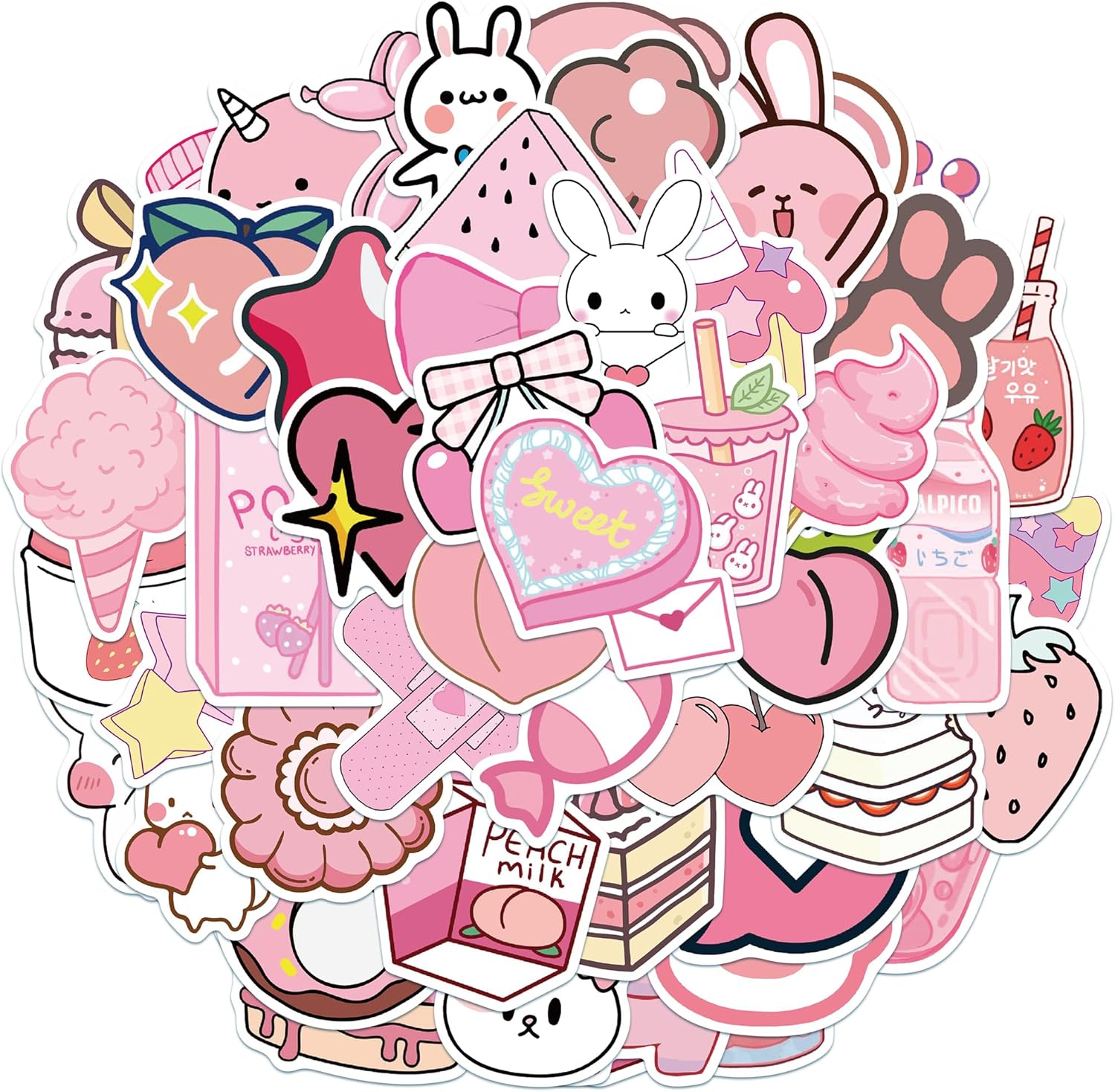 Amazon.com: 50 PCS Cute Pink Stickers Water Bottle Vinyl Waterproof ...