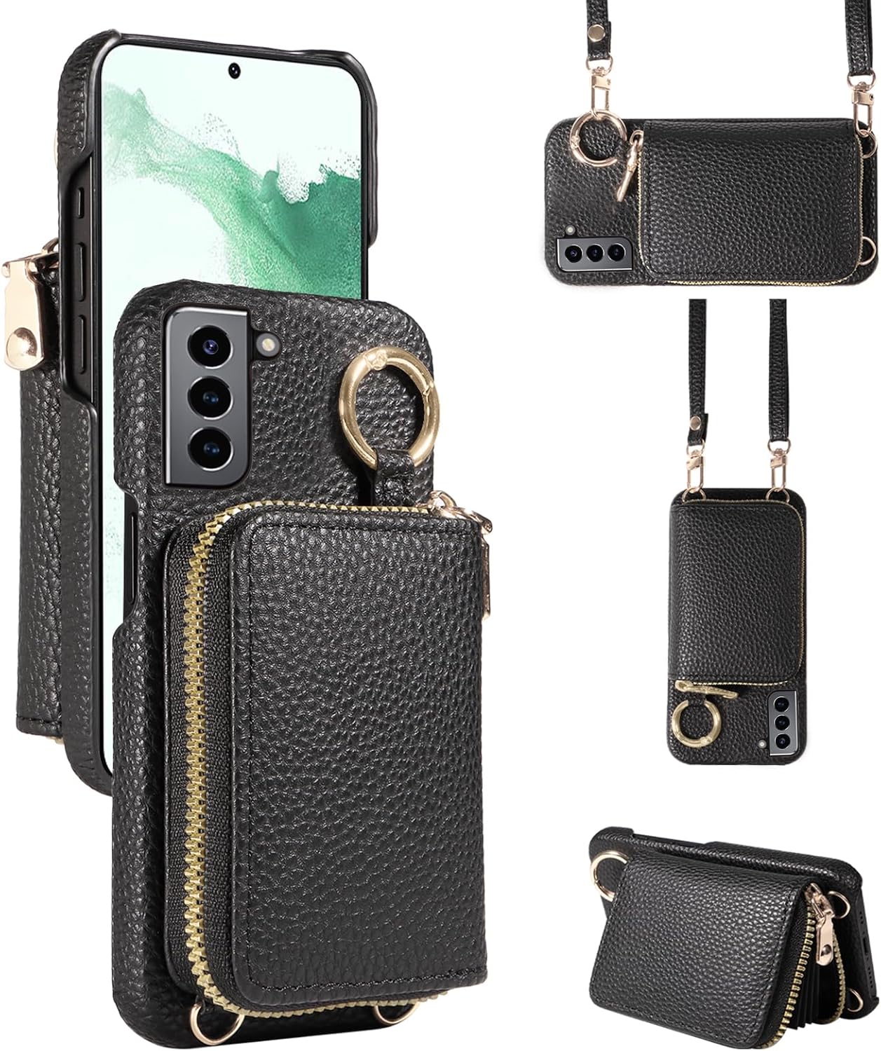 Amazon.com: Furiet Wallet Case for Samsung Galaxy S22 Plus S22+ 5G with Shoulder Strap Ring ...