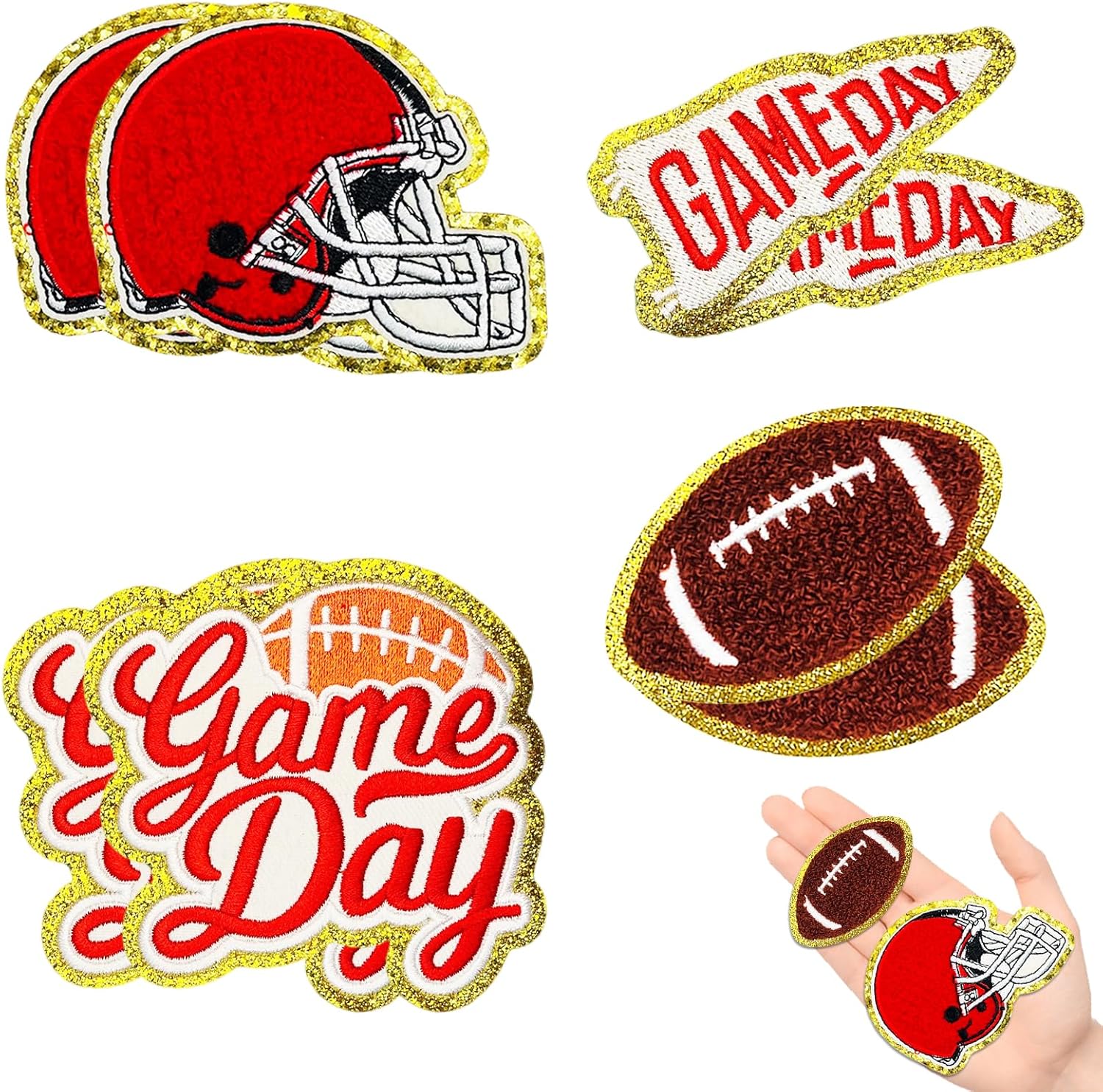 Amazon.com: Jongdari 8pcs Football Game Day Helmet Patches Chenille ...