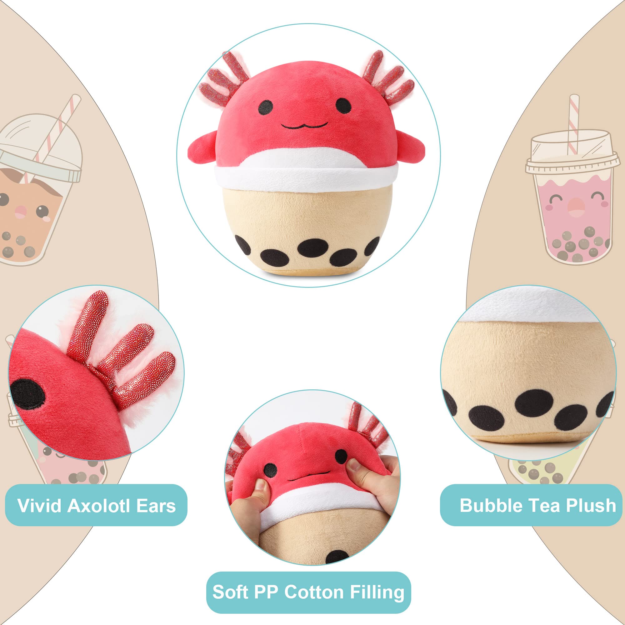 Buy Axolotl Boba Plush, 10" Cute Axolotl Boba Stuffed Animal Toy Bubble ...