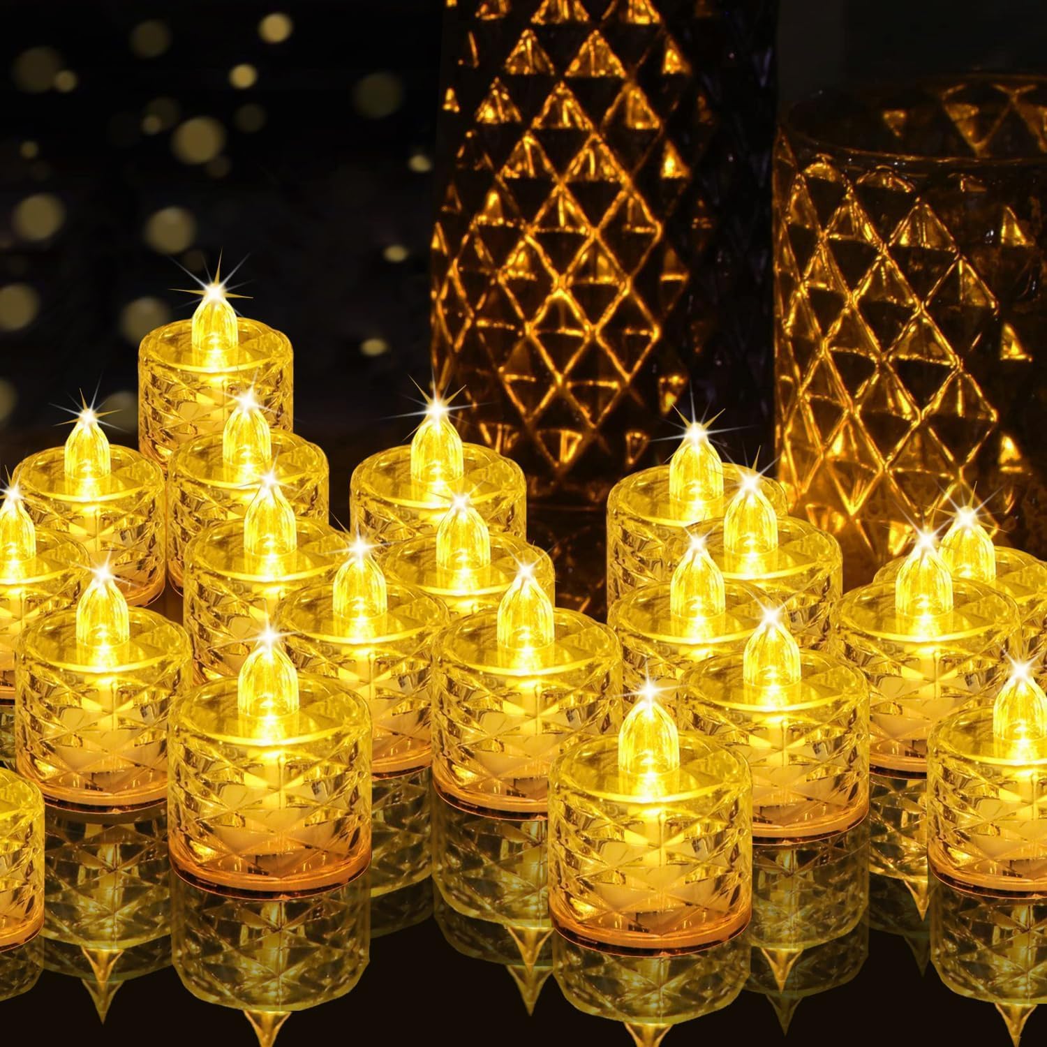 Ramadan Decorations, 24Pcs Ramadan Candles Lights, Flameless Decorative ...