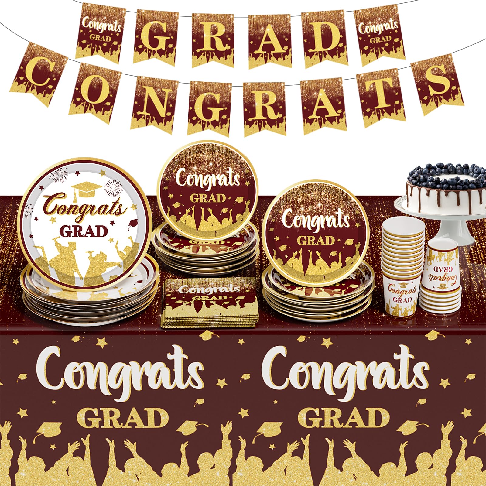 Amazon.com: 2024 Graduation Party Decorations, Maroon Graduation Party ...
