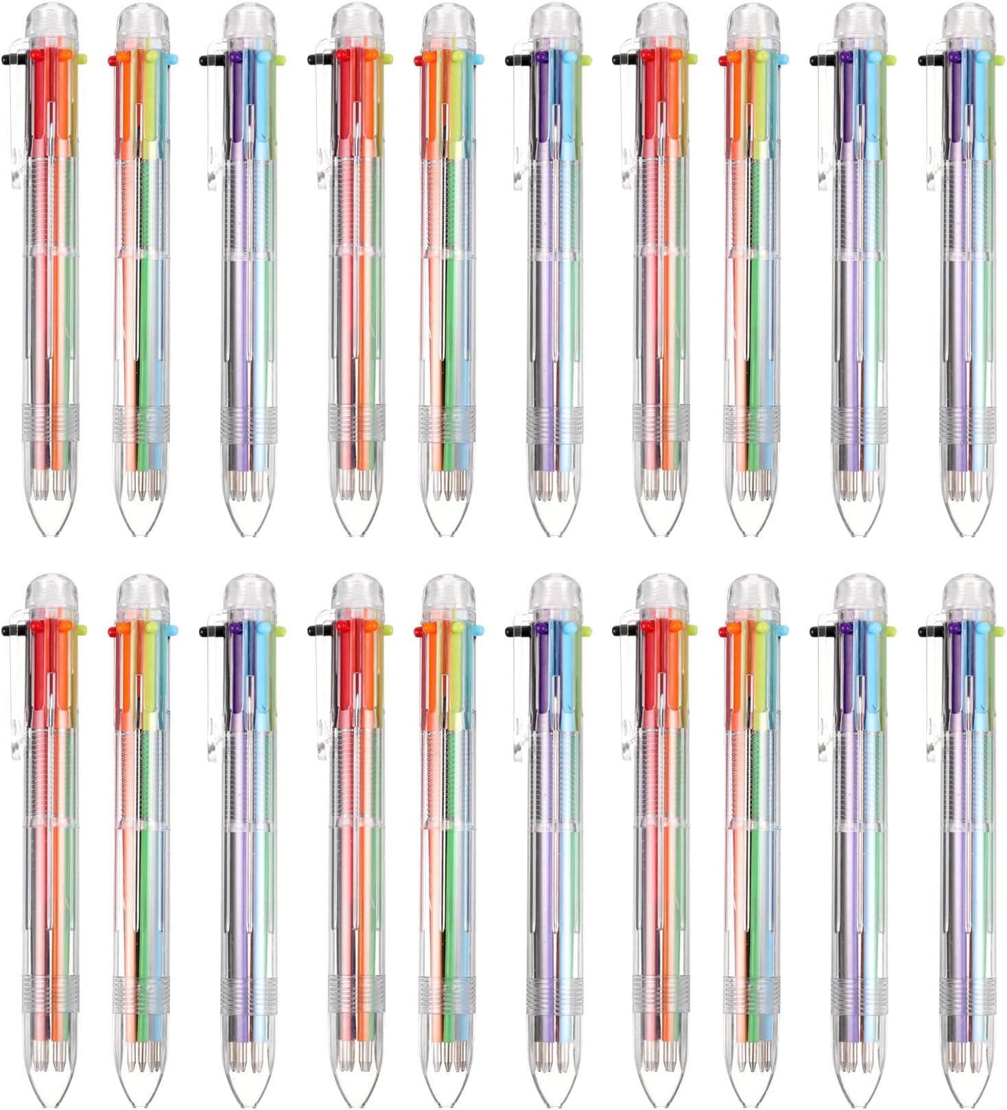 20 Packs Multi Coloured Pens All In One Retractable Multicolor Pen with ...