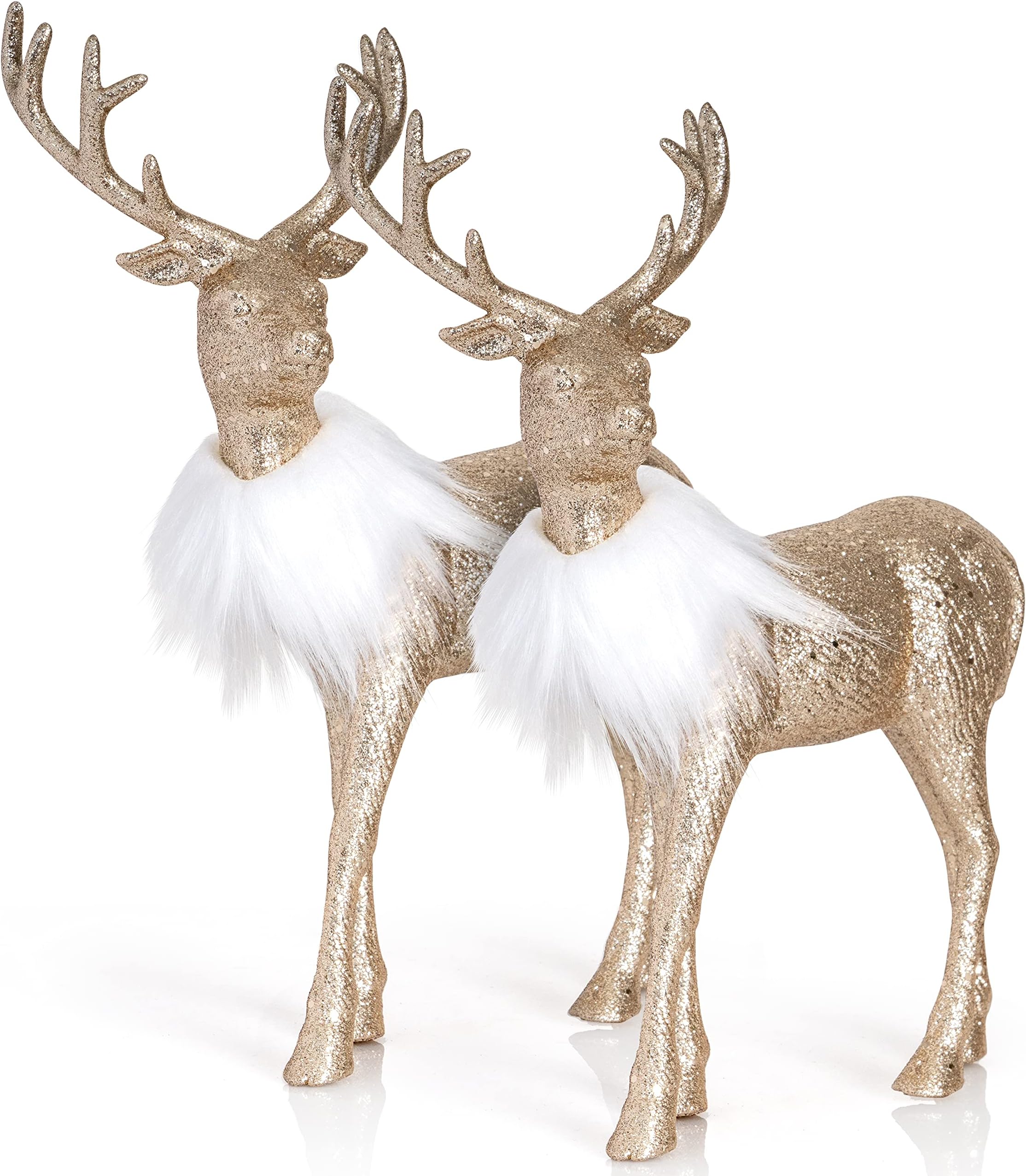 Amazon.com: Vita Domi Christmas Reindeer Figurines, Gold Deer Christmas ...