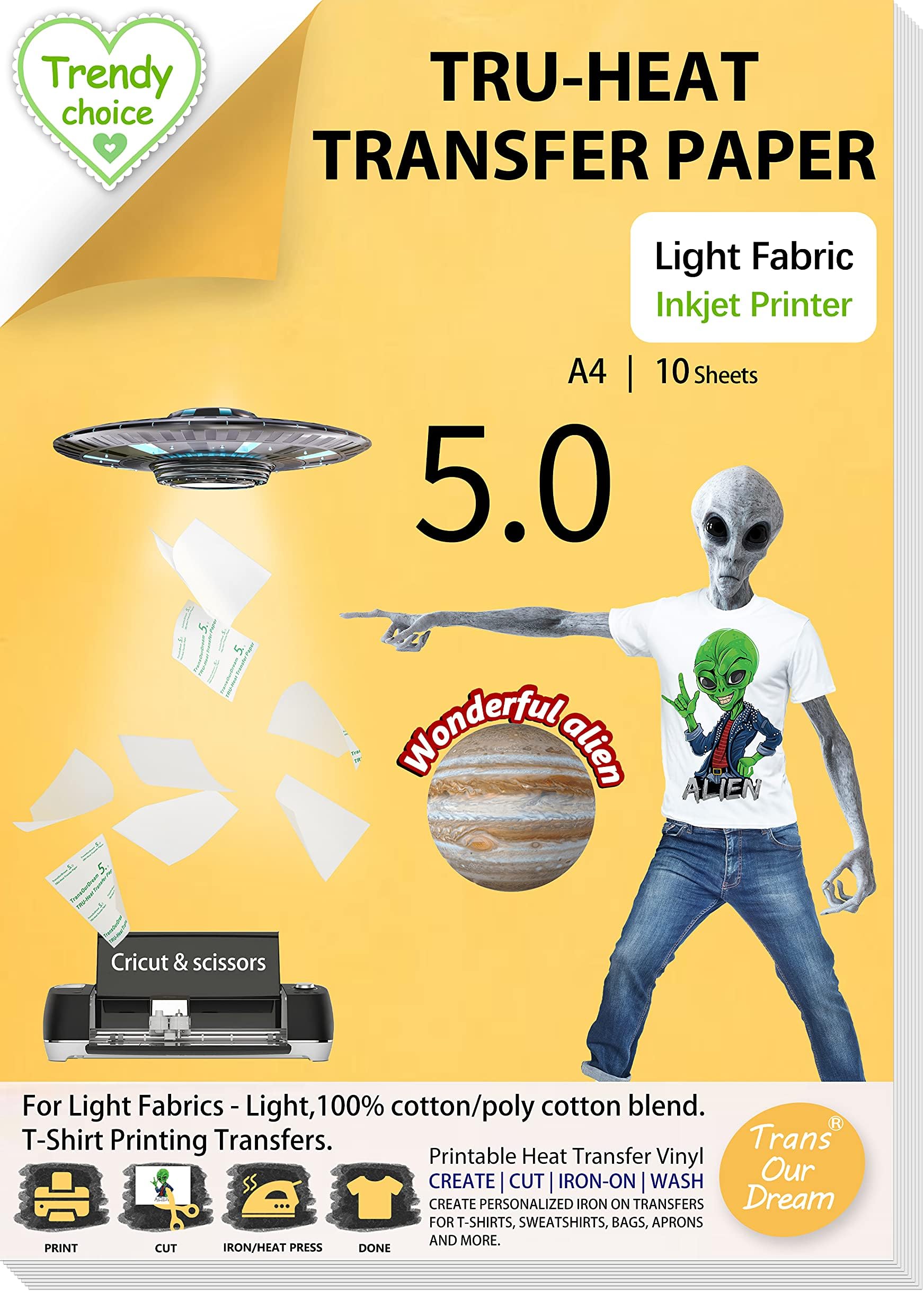 TransOurDream Tru-Heat Transfer Paper Inkjet Alien Series 10 Sheets A4 ...