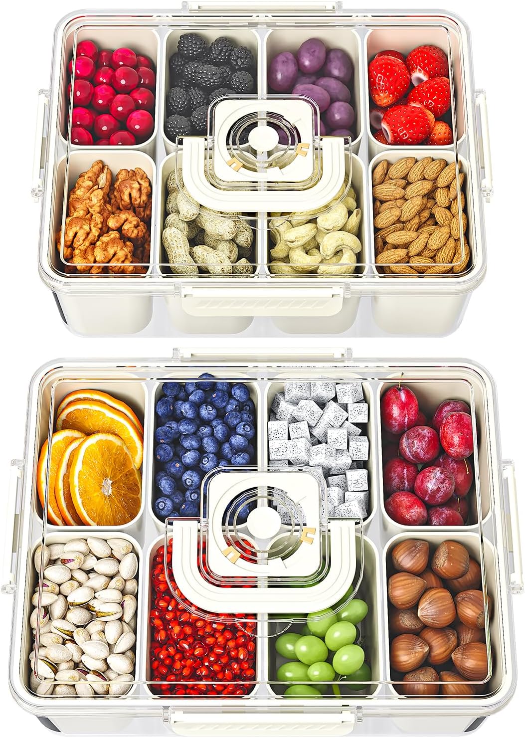 Amazon.com: MSHOMELY Divided Serving Tray with Lids and Handle, Snackle ...