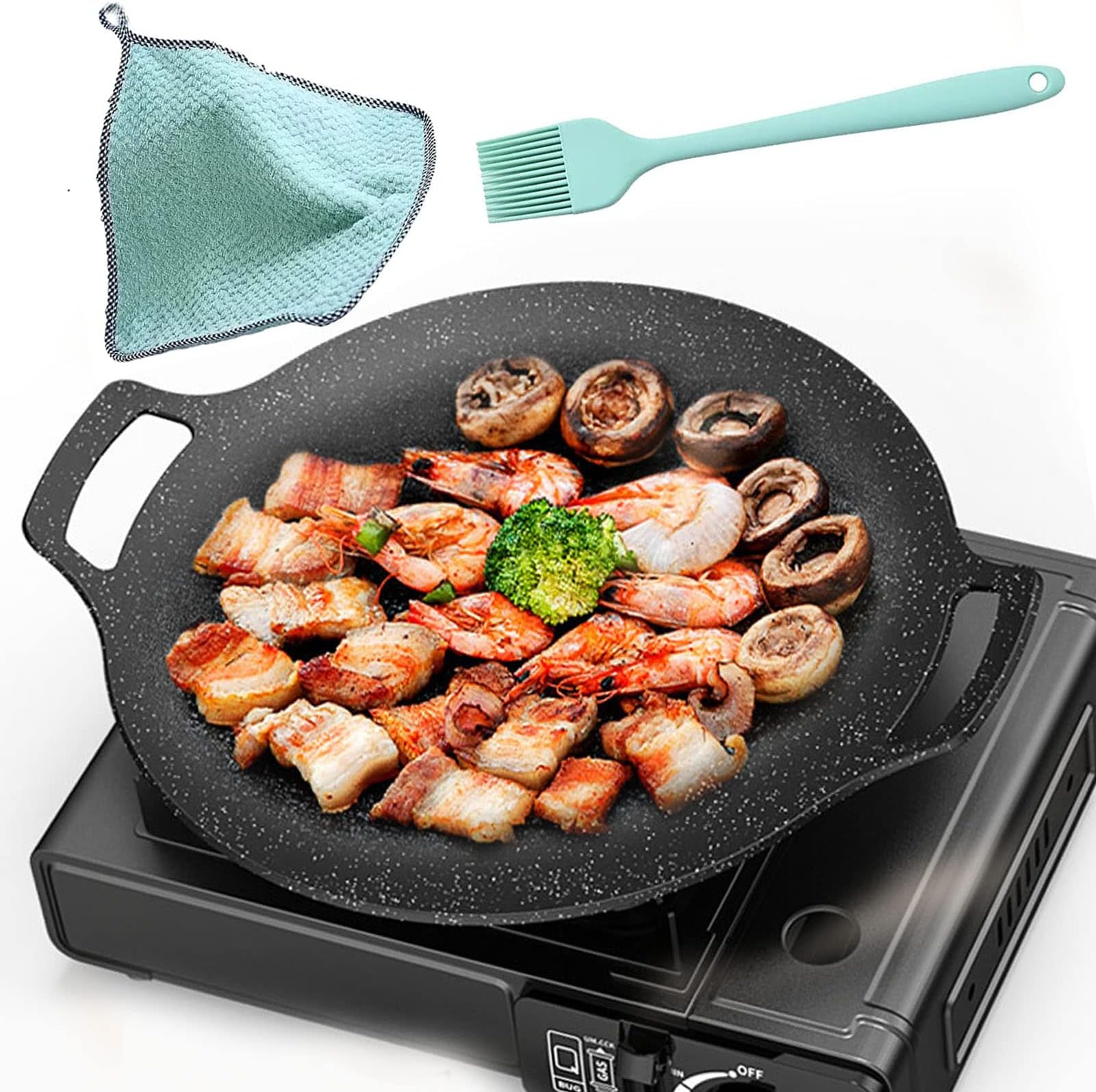 Amazon.com: Rwoora Grill Pan,13 Inch Non-stick Baking Pan+Brush+dry ...