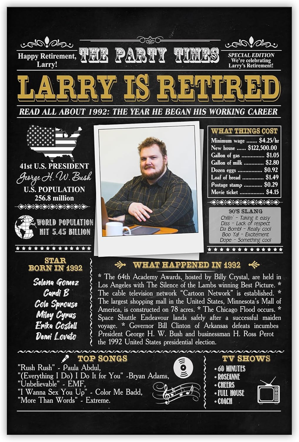 Amazon.com: Personalized Retirement Gift Newspaper Poster, Canvas, Back ...
