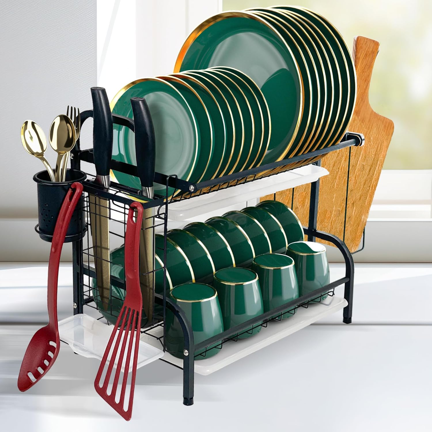 Amazon.com - ClutterCut - 2 Tier Dish Drying Rack - Stainless Steel ...