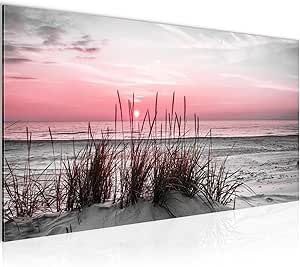 Amazon.de: Runa Art Wandbild Strand Sonnenuntergang 1 Teilig 100 x 40 cm Modern Bild auf Vlies ...
