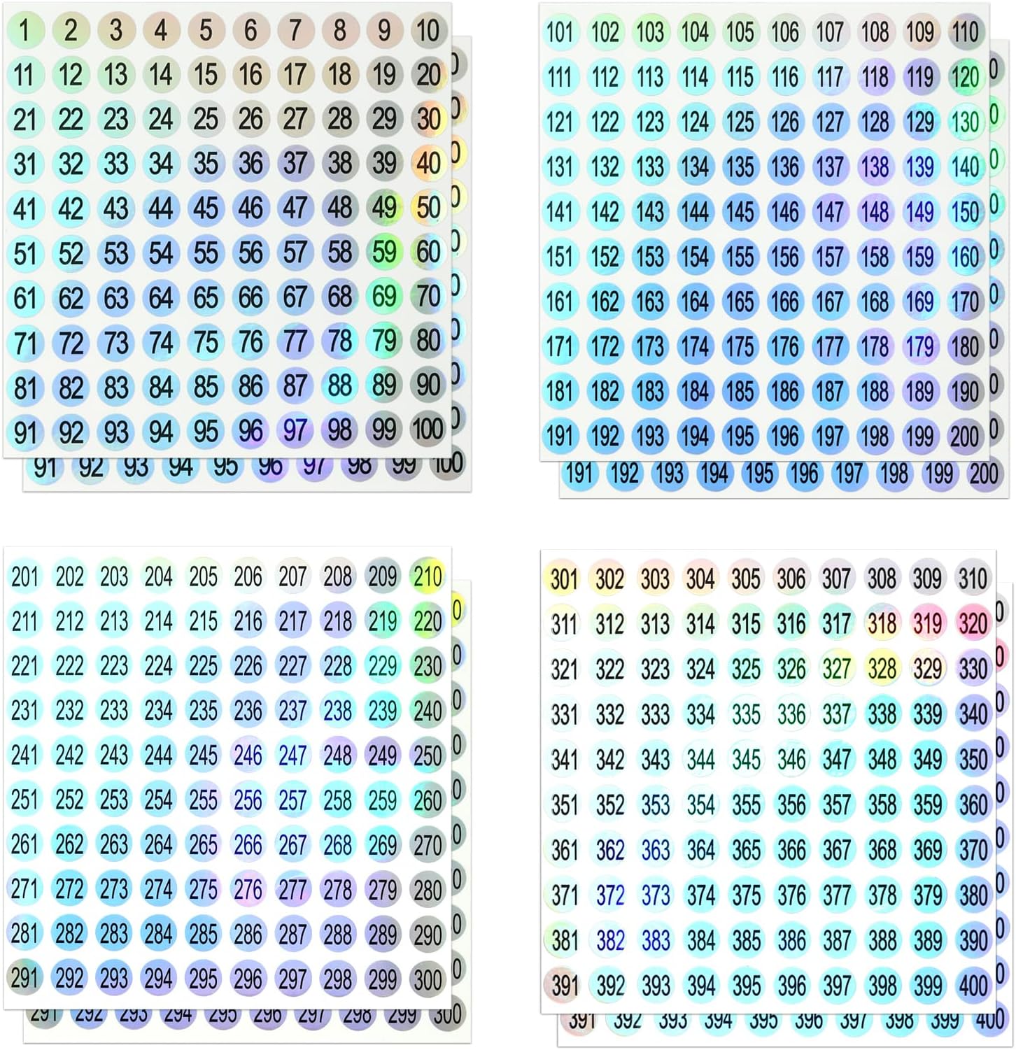 Amazon.com : SaktopDeco 20 Sheets 1 to 100 Mini Number Stickers Round ...