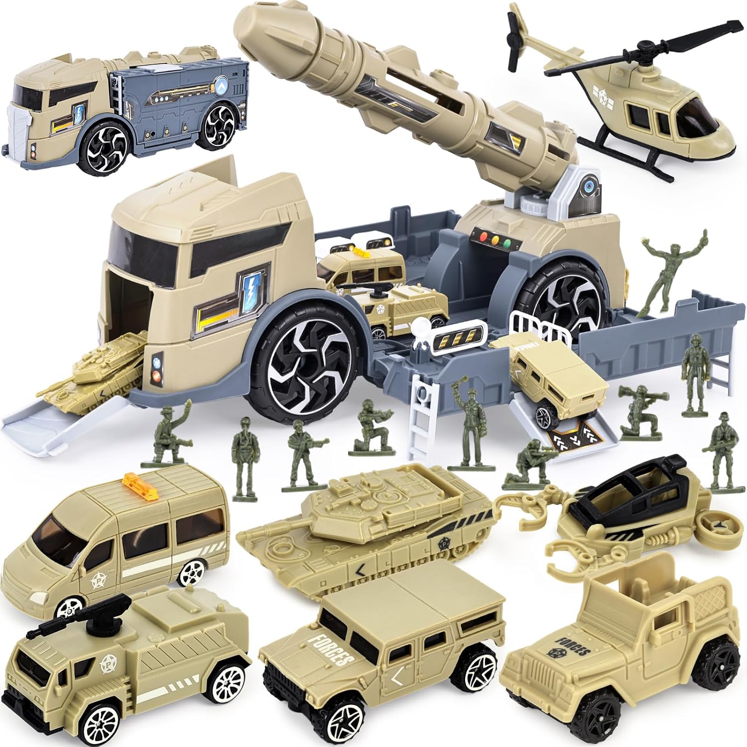 Amazon.com: LovesTown 12PCS Army Toys for Kids,Military Truck Toys ...