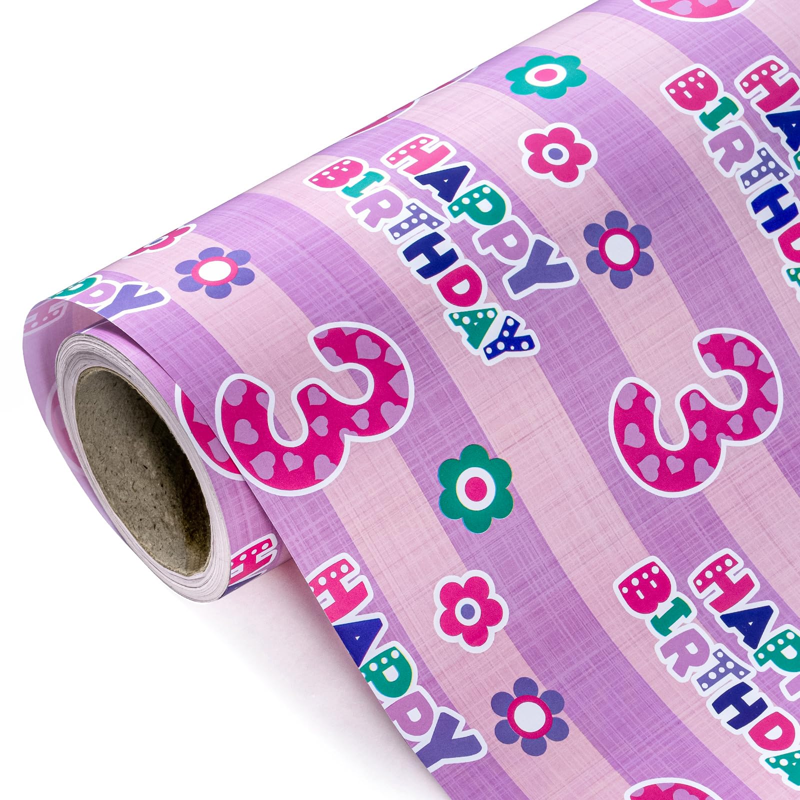 Amazon.com: WRAPAHOLIC 3rd Birthday Wrapping Paper - Mini Roll - 17 ...