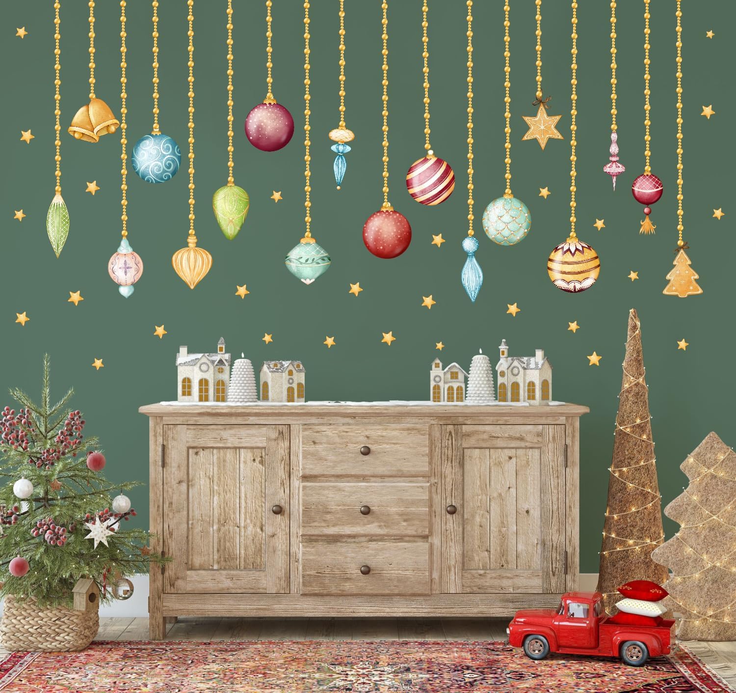 Amazon.com: OLMIXA Watercolor Christmas Hanging Balls Wall Decals ...