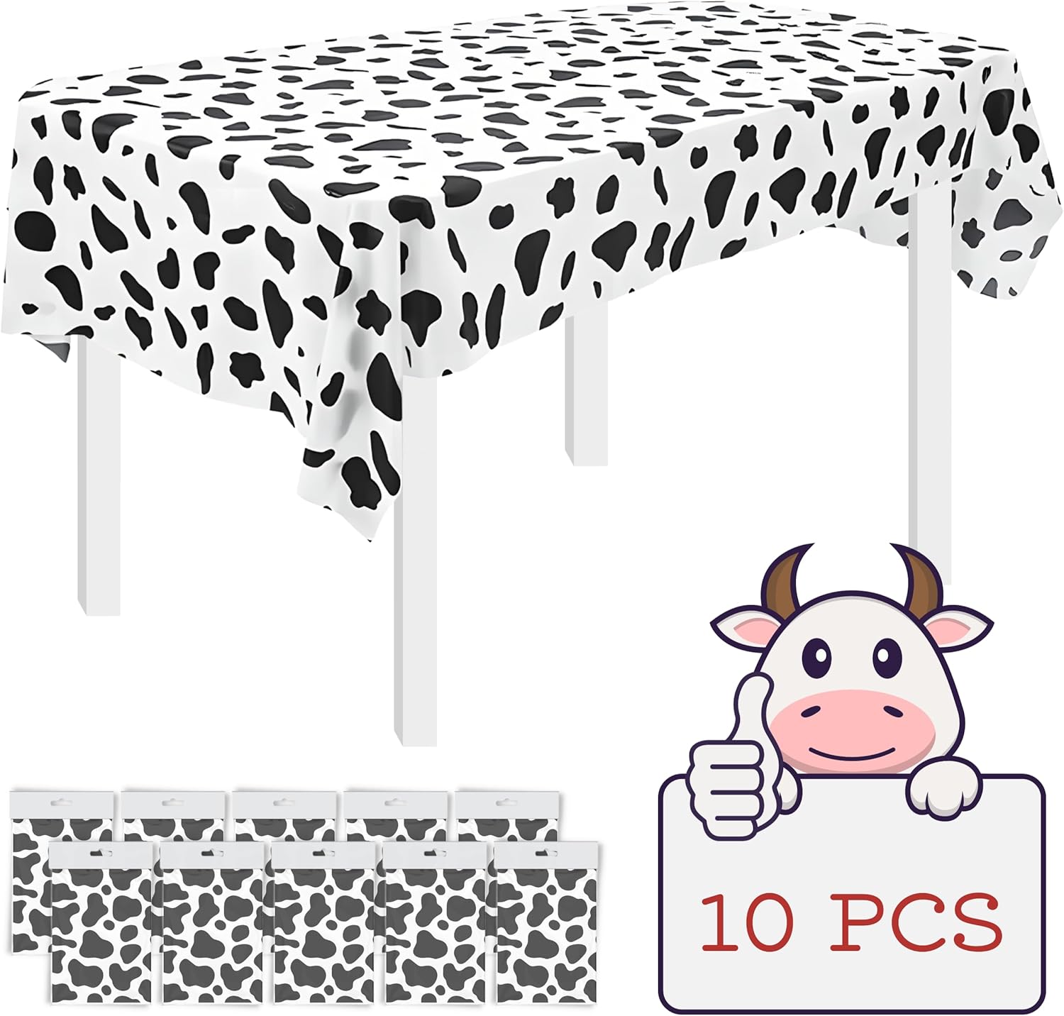 Amazon.com: BELMAKS 10PCS Cow Print Table Covers – 54x108 Plastic Table ...