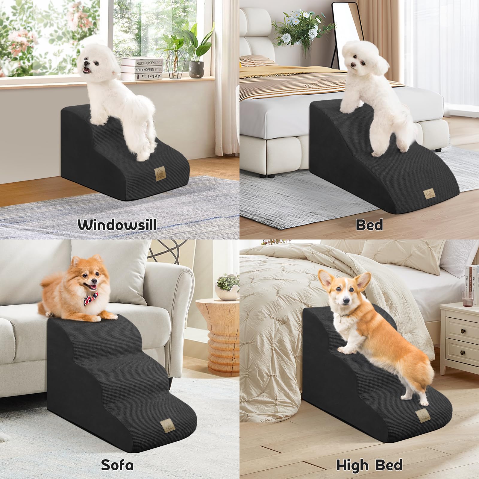Dog Stairs for Small Dogs, Extended Dog Steps Ladder to Couch Sofa Bed ...