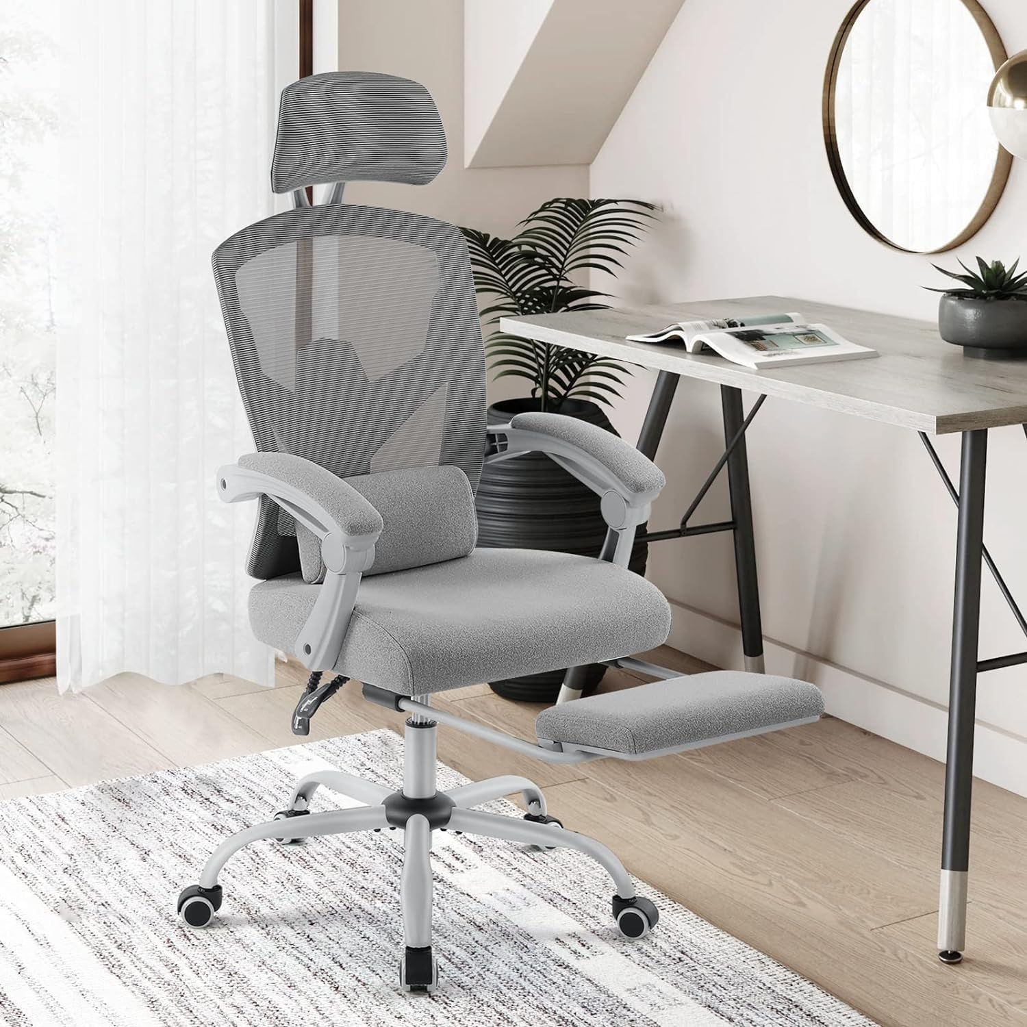 Amazon.com: Ergonomic Office Chair with Wheels, Computer Desk Seat with ...
