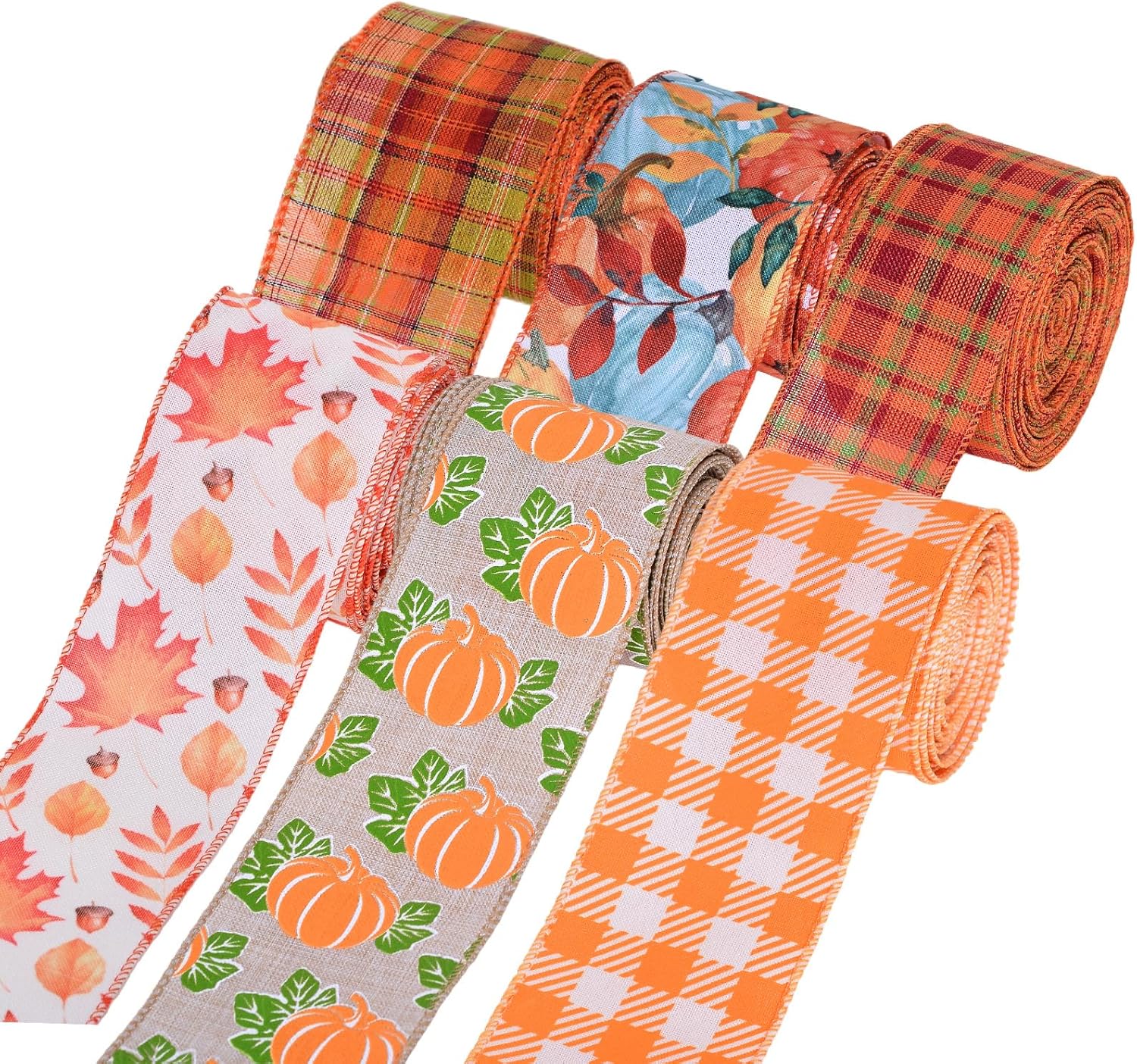 Amazon.com: YAMA Fall Ribbon Wired, 2.5 Inch Burlap Pumpkin Pattern ...