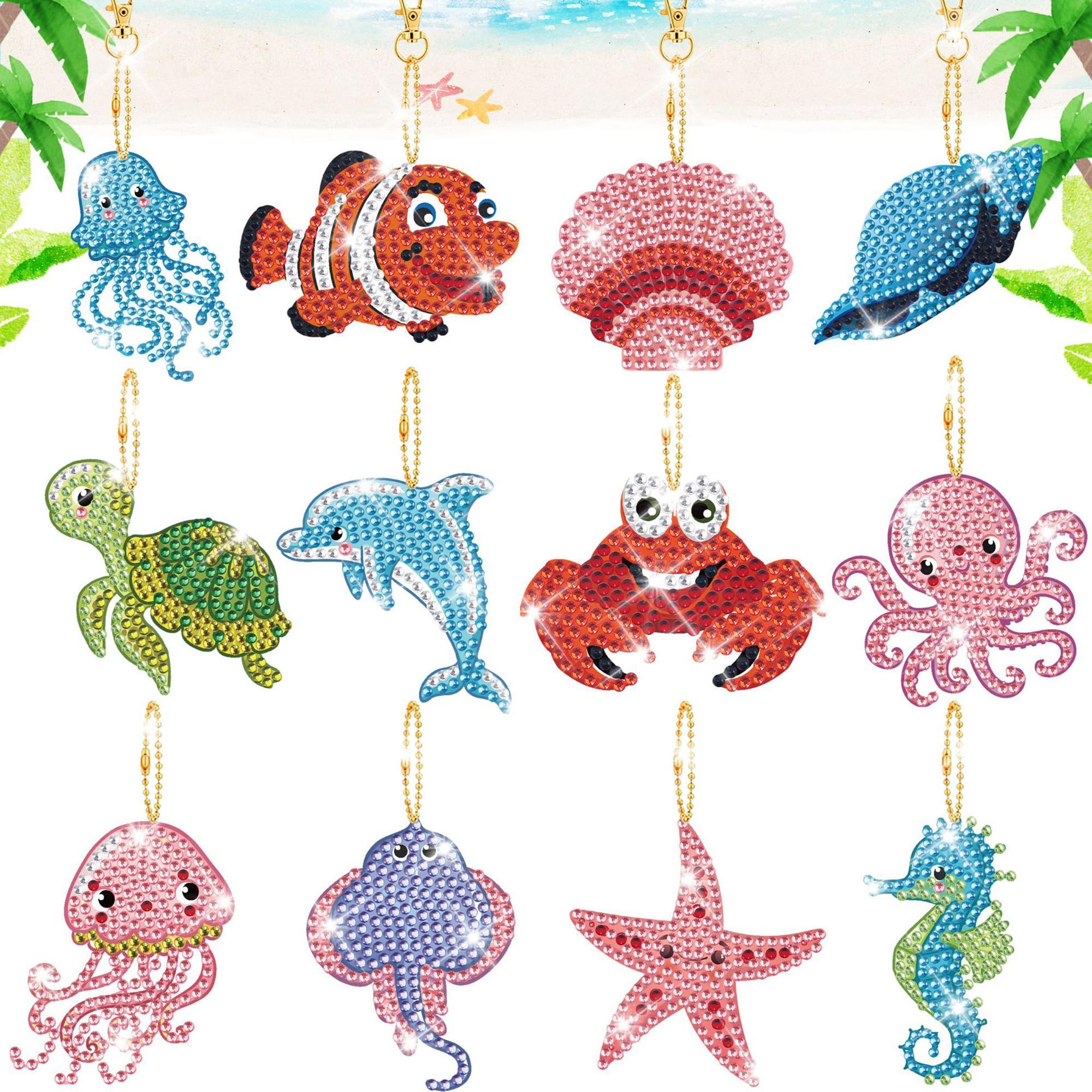 Amazon.com: TSJ 12 Pack Diamond Painting Keychain DIY Double Side ...
