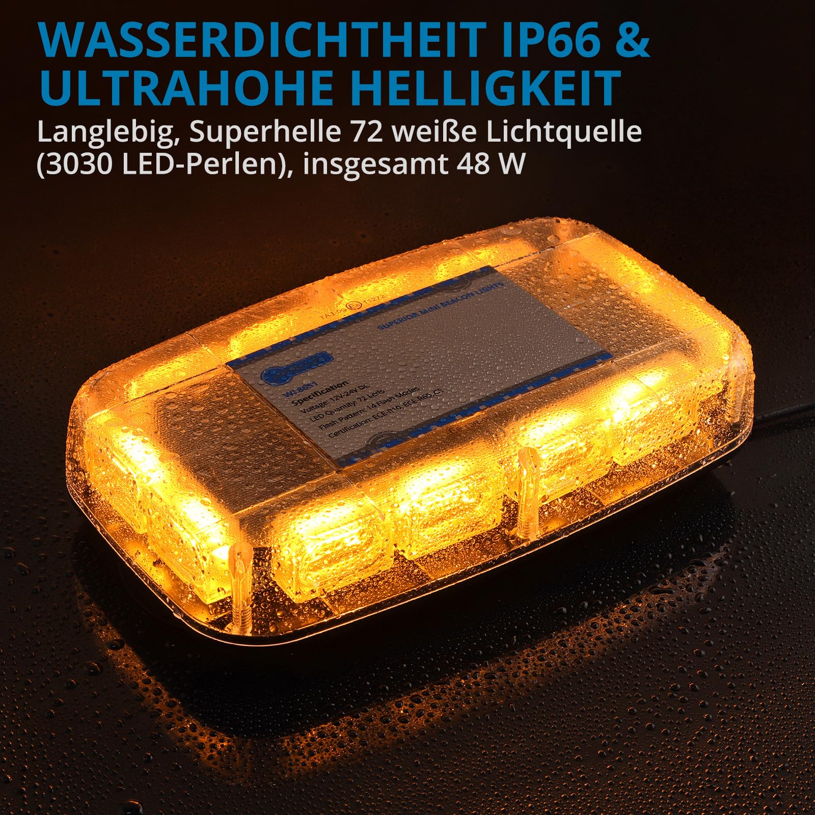 Amber Warning Lights For Vehicles Ring | RCV2210 | 6 LED Amber Strobe