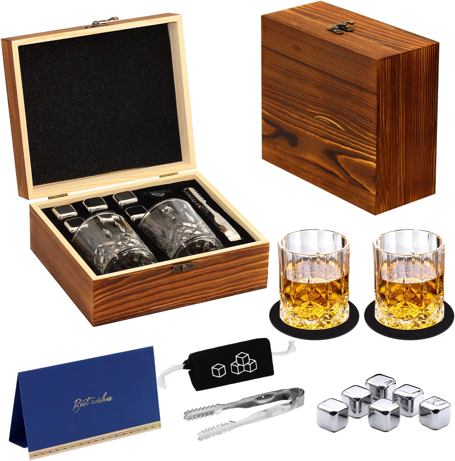 Amazon.com: Mixology & Craft Whiskey Stones Gift Set for Men | Whiskey ...