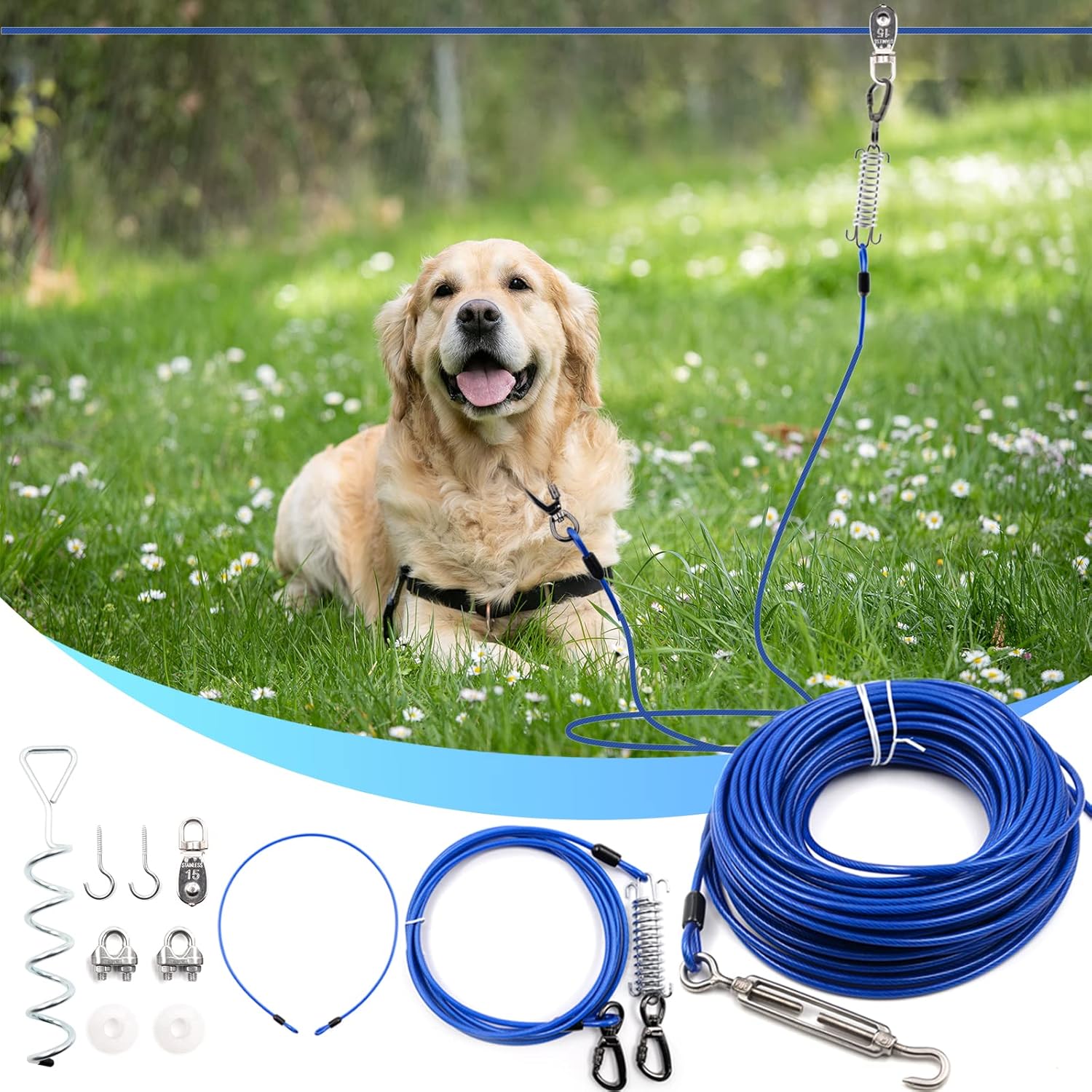 Amazon.com : GEERTOP Dog Runner for Yard Large Dogs, 100ft Dog Run ...