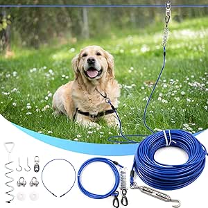 Amazon.com : GEERTOP Dog Runner for Yard Large Dogs, 100ft Dog Run ...