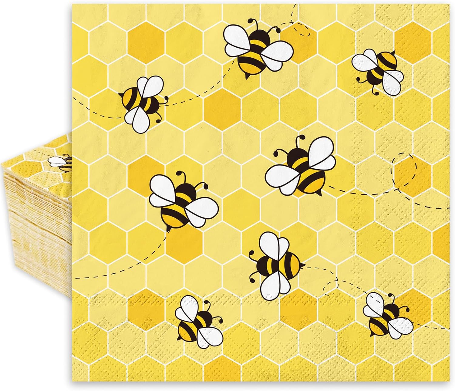 Amazon.com: Whaline Bee Cocktail Napkins Yellow Bee Honeycomb ...
