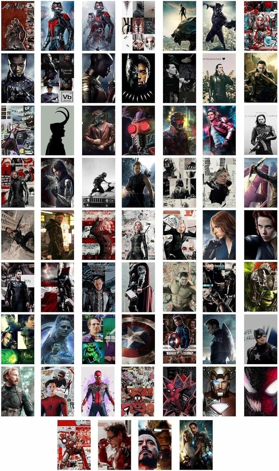 Amazon.com: Poster Wizards, Marvel Collage Set, Mini Poster Set, 60 ...