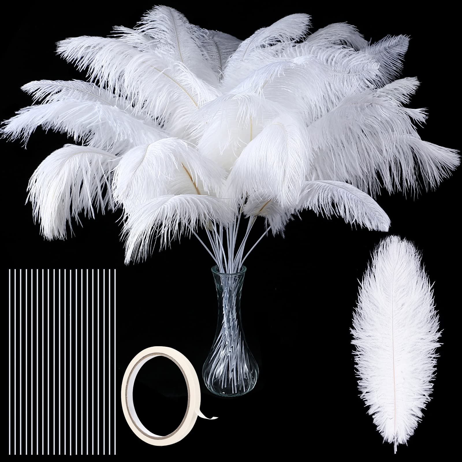 Snapklik.com : White Large Feathers For Vase And Centerpieces: 24 Pcs ...