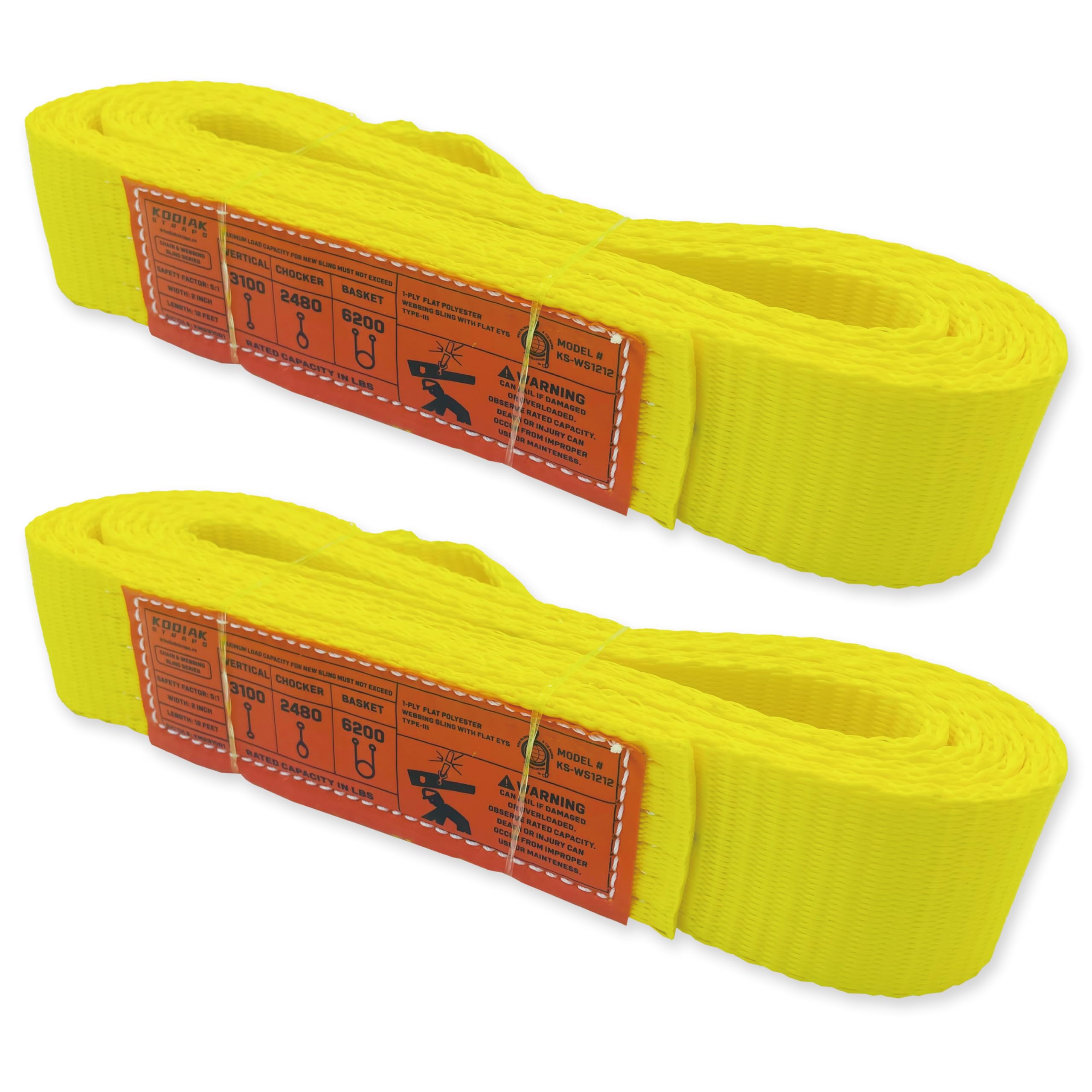 Amazon.com: 1-Ply Webbing Sling 2”x 12ft Lifting Straps 2Pack Heavy ...
