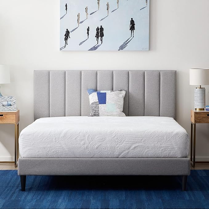 Amazon.com: Lucid Twin XL Bedframe with Vertical Channeled Headboard ...