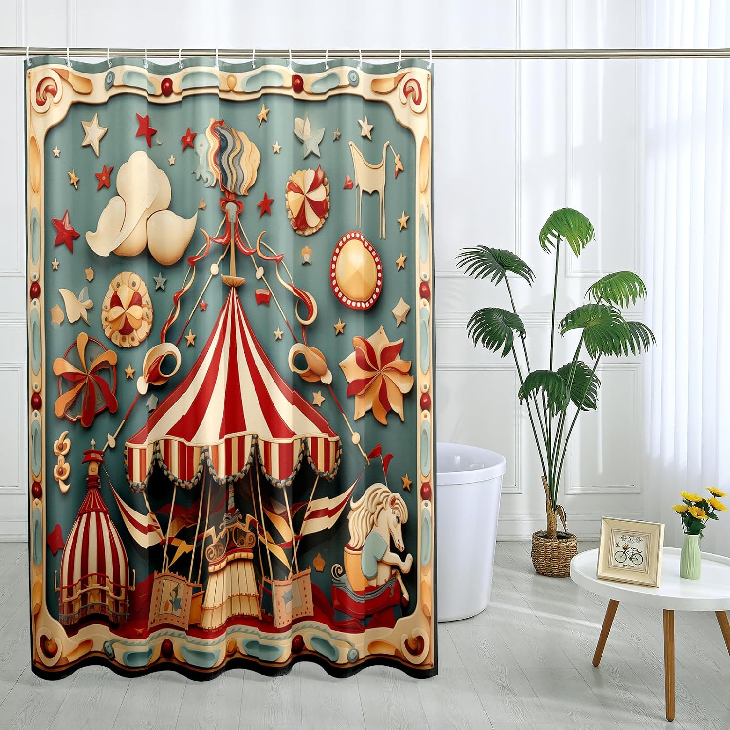 Amazon.com: TPHIHPT Funny Hippie Circus Shower Curtain Set, Vintage ...