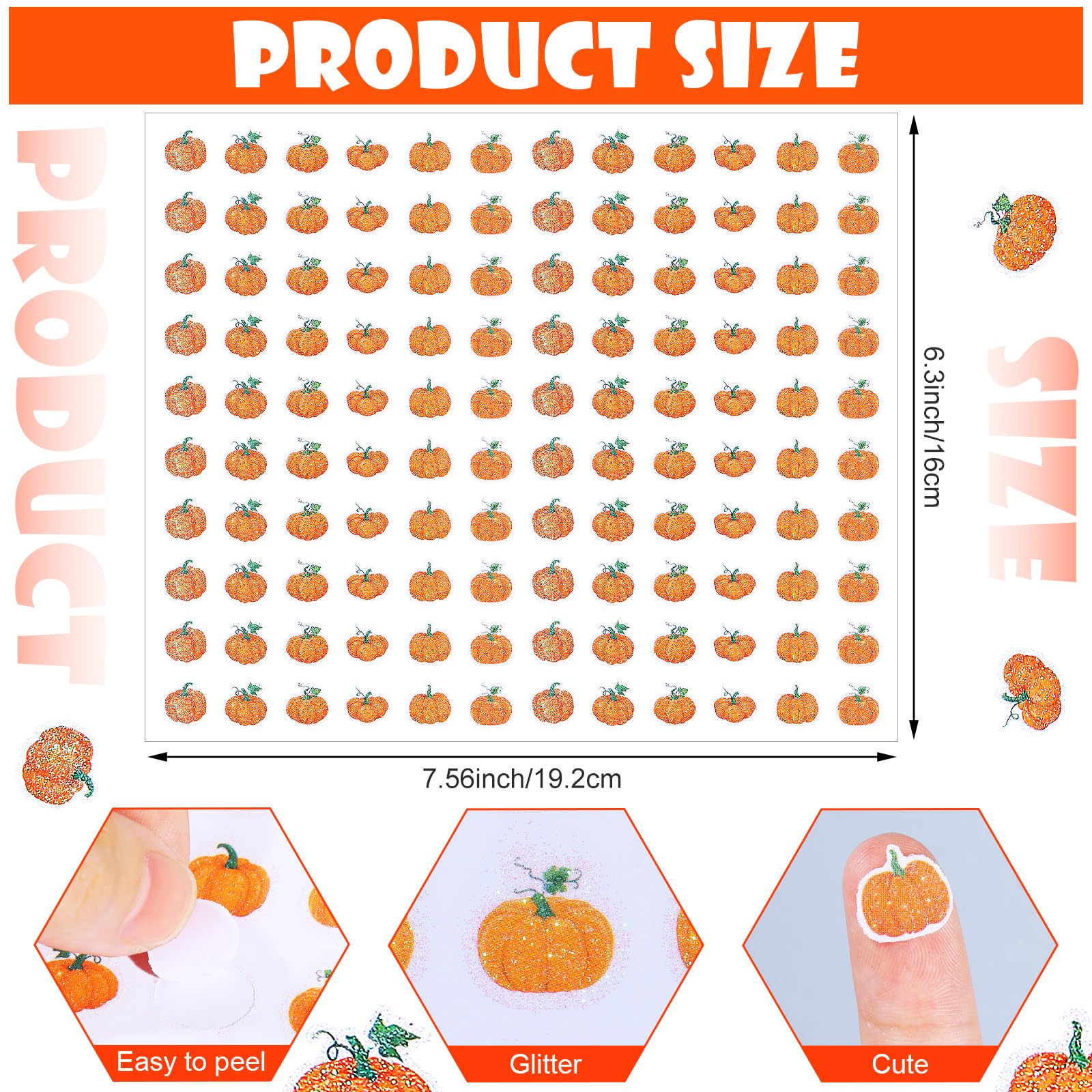 Snapklik.com : 1200 Pcs Fall Glitter Mini Pumpkin Stickers Bulk Small ...