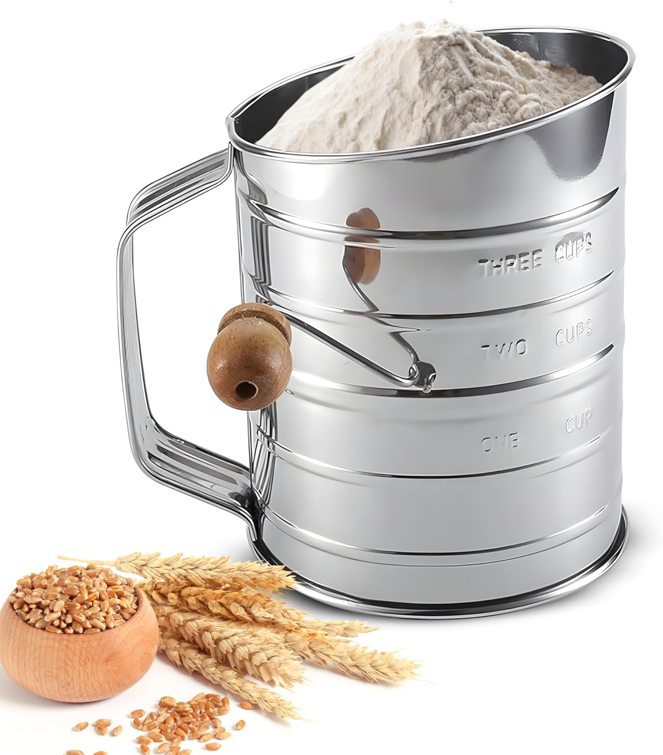Amazon.com: Flour Sifter For Baking, Fine Mesh Hand Crank Flour Sifter ...