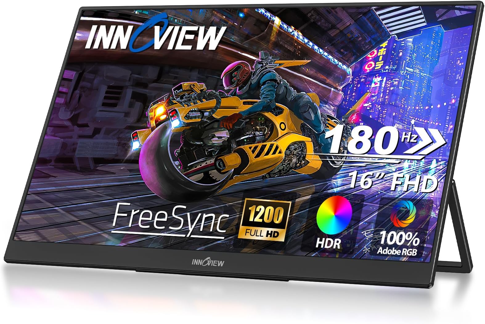 InnoView 16" Portable Monitor 180Hz 100% sRGB 180° Kickstand OD ...