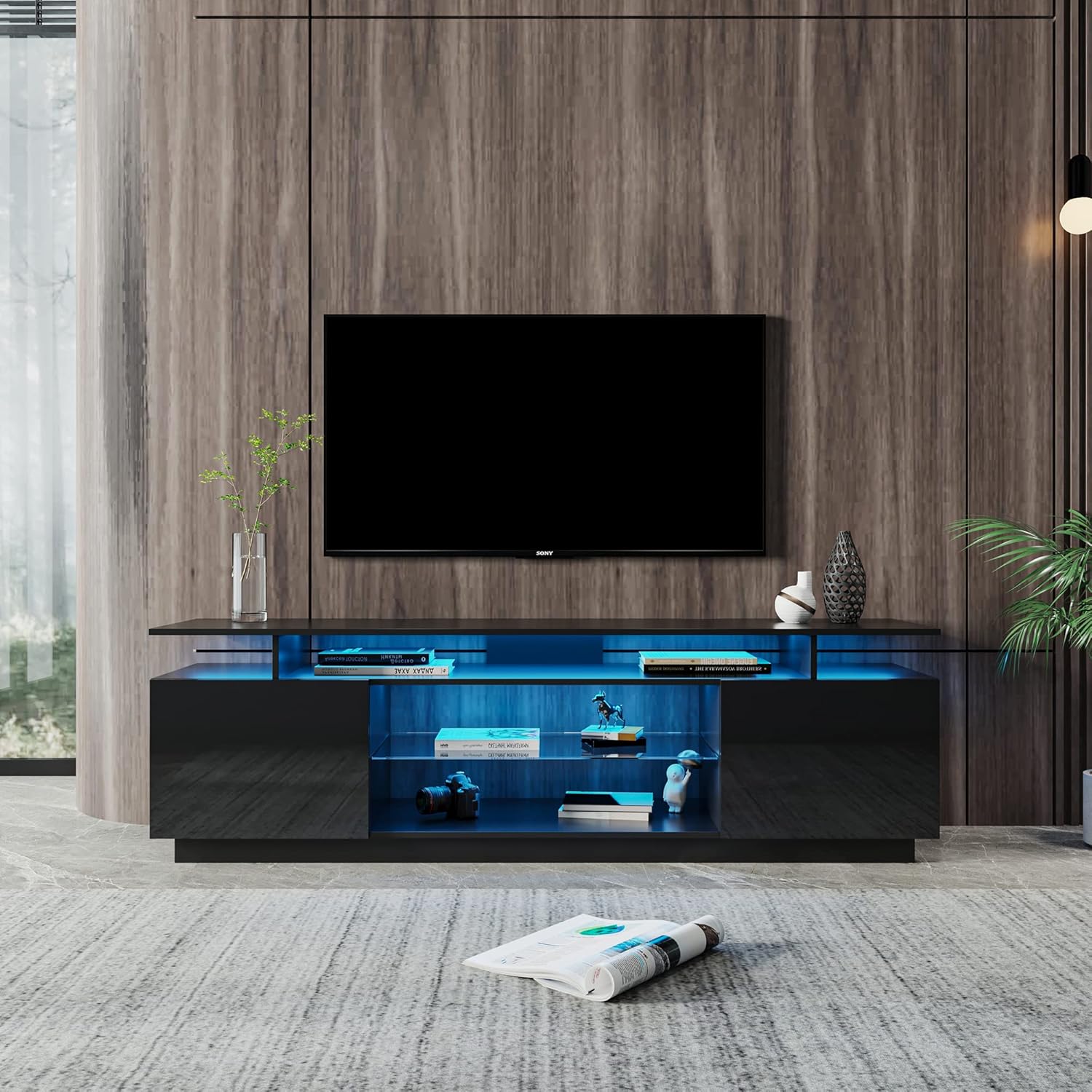 Amazon.com: Ucloveria LED TV Stand for 80 Inch TV, Media Console ...